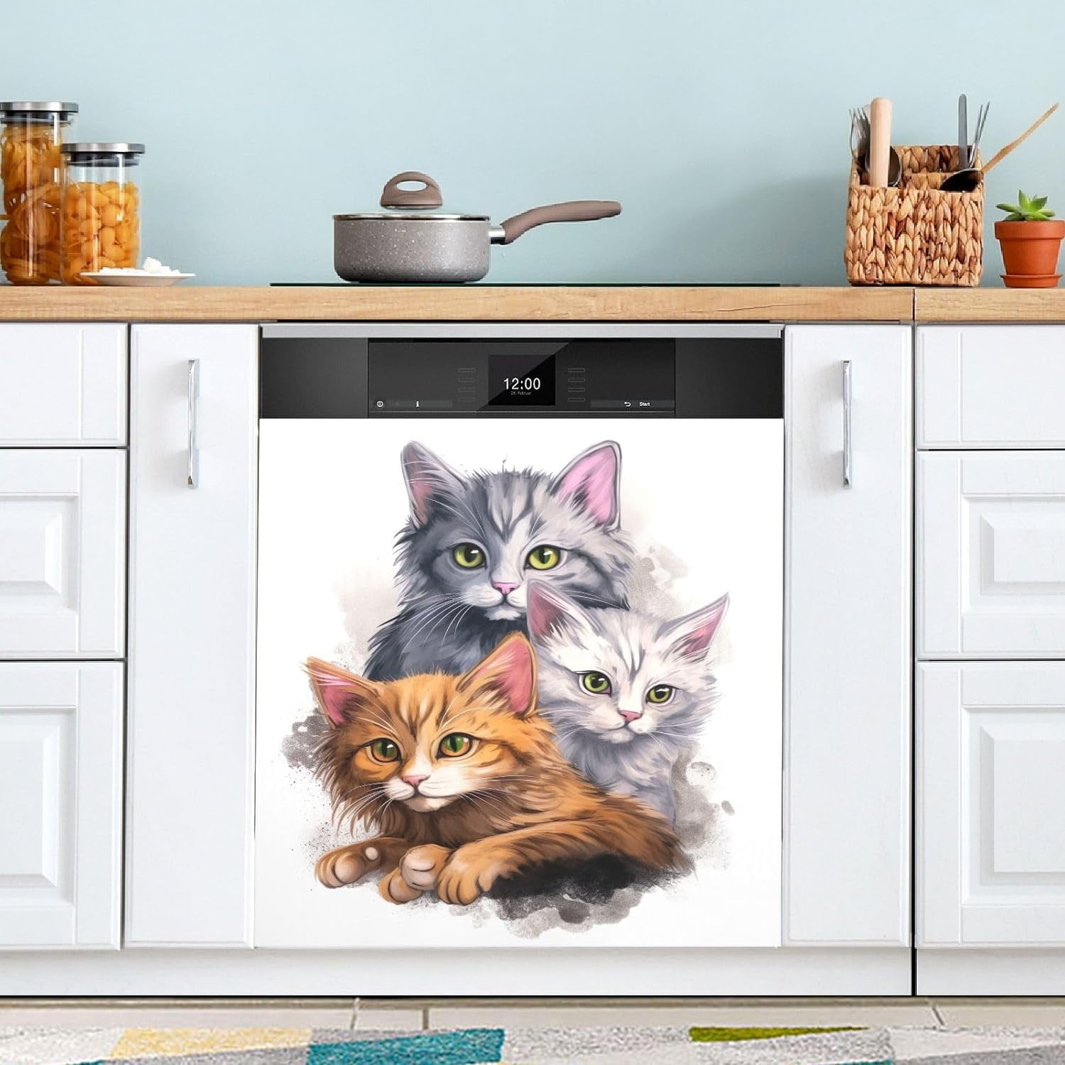 Coolnut Cute Cats Dishwasher Magnet Cover, Kitchen Dish Washer Door ...