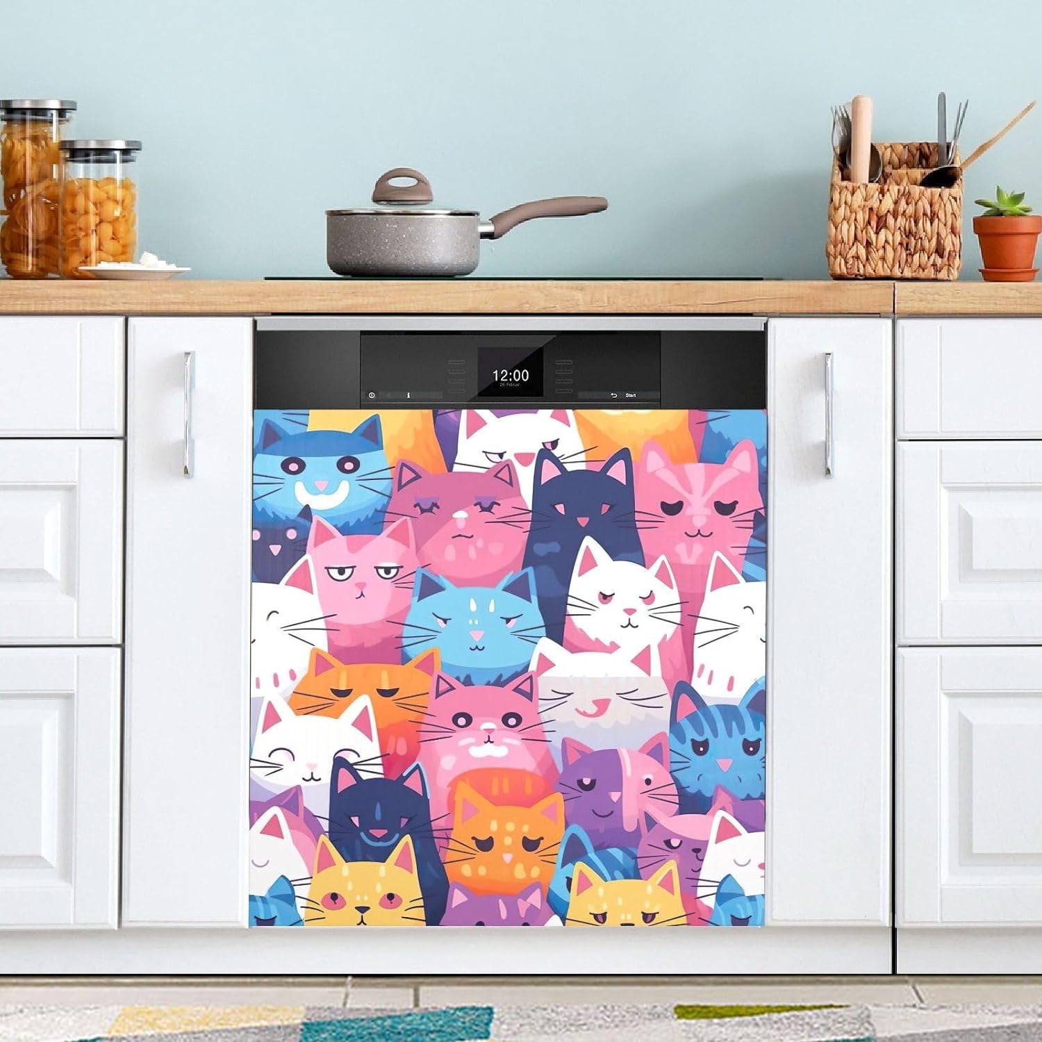 Coolnut Cute Cats Dishwasher Magnet Cover Magnetic Dish Washer Front ...