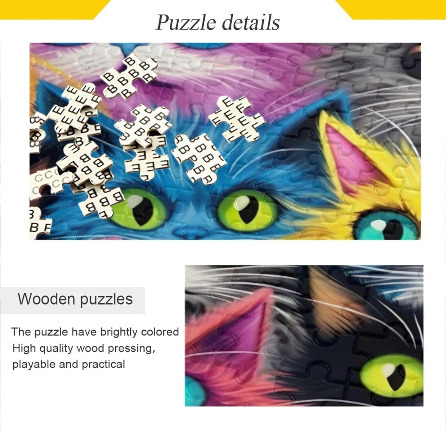Coolnut Cute Cats Puzzles for Adults and Kids 500 Pieces, Wooden Jigsaw ...