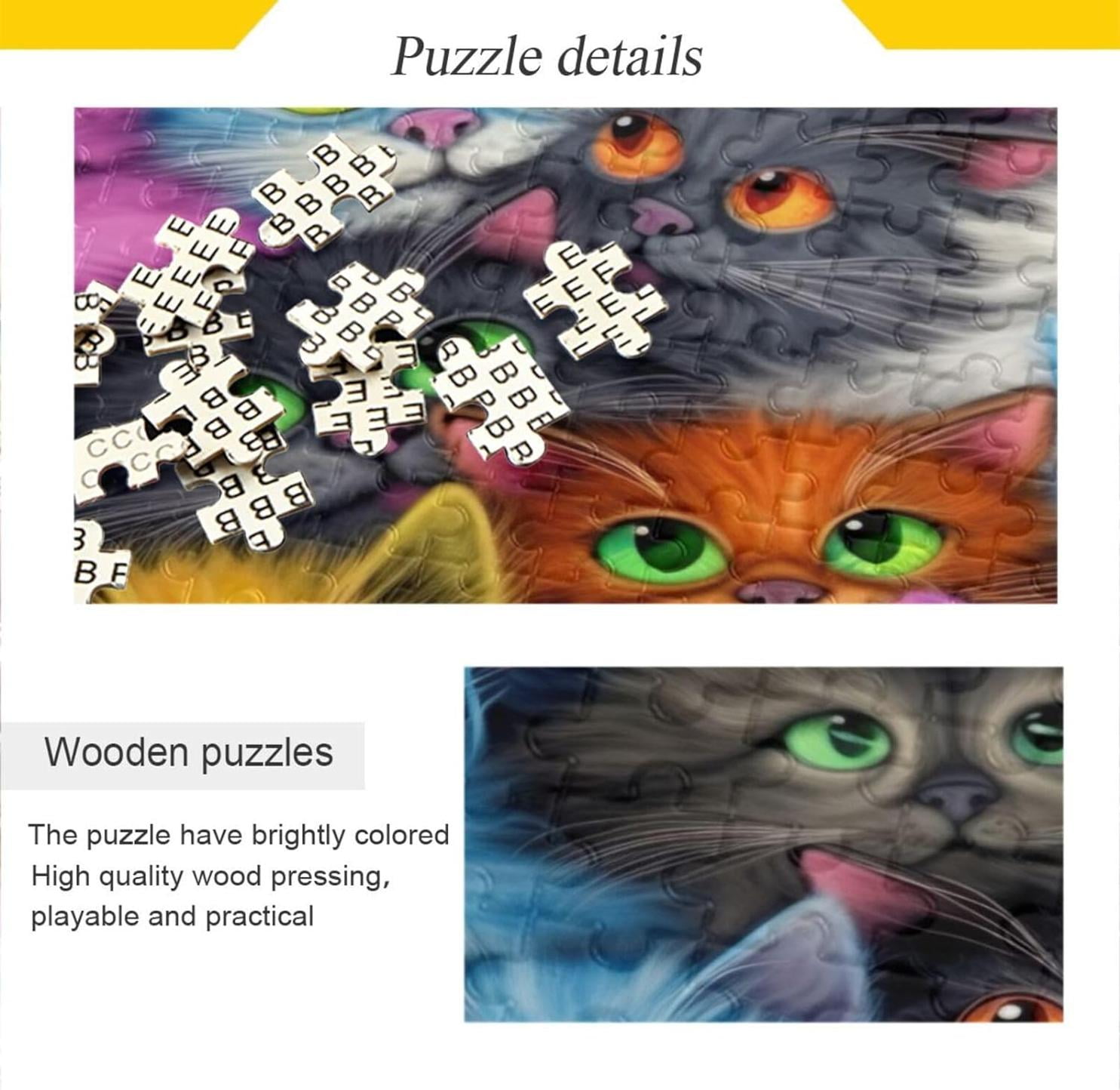Coolnut Cute Cats Puzzles for Adults and Kids 500 Pieces, Wooden Jigsaw ...