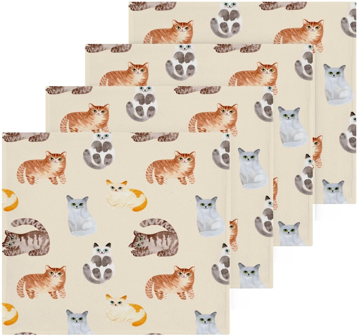Coolnut Cute Cats Washcloths Towels, Highly Absorbent and Soft Cotton ...
