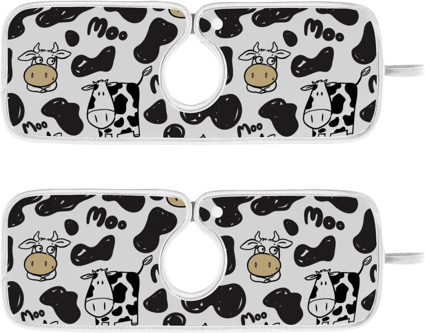 Coolnut Cute Cow Print 2PCS Faucet Absorbent Mat Kitchen Faucet Sink ...