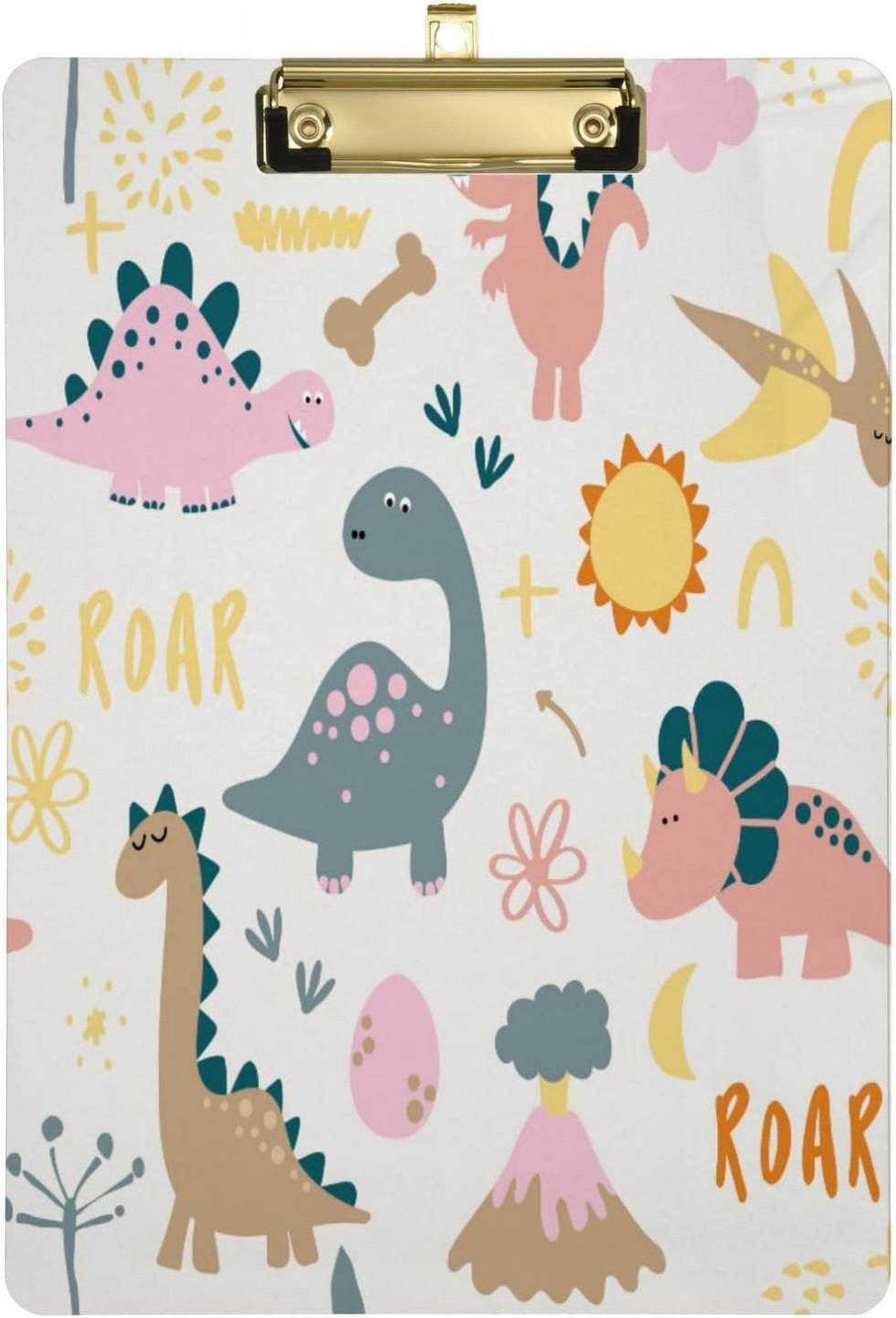 Coolnut Cute Dinosaur Acrylic Clipboard with Low Profile Gold Metal ...