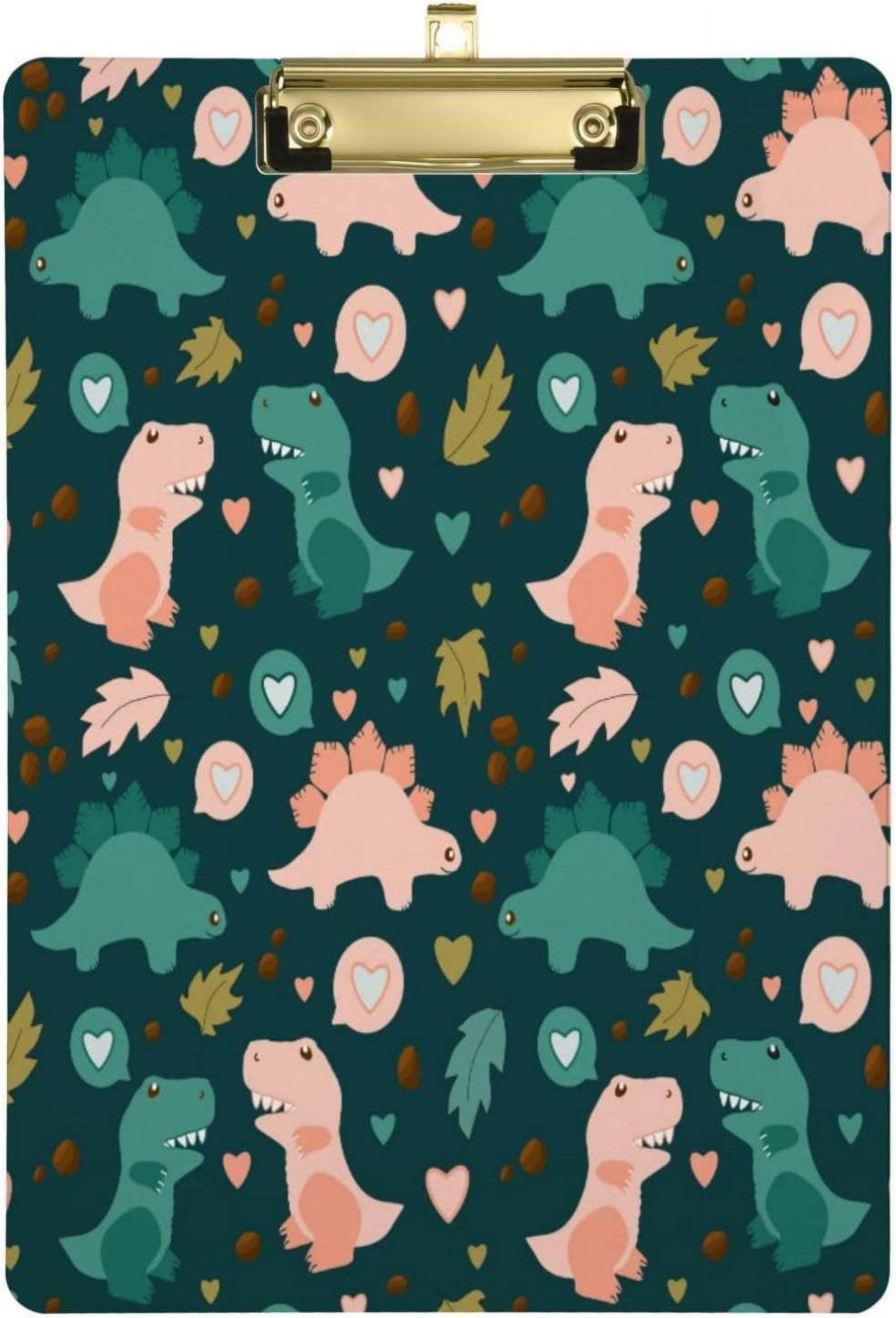 Coolnut Cute Dinosaur Acrylic Clipboard with Low Profile Gold Metal ...