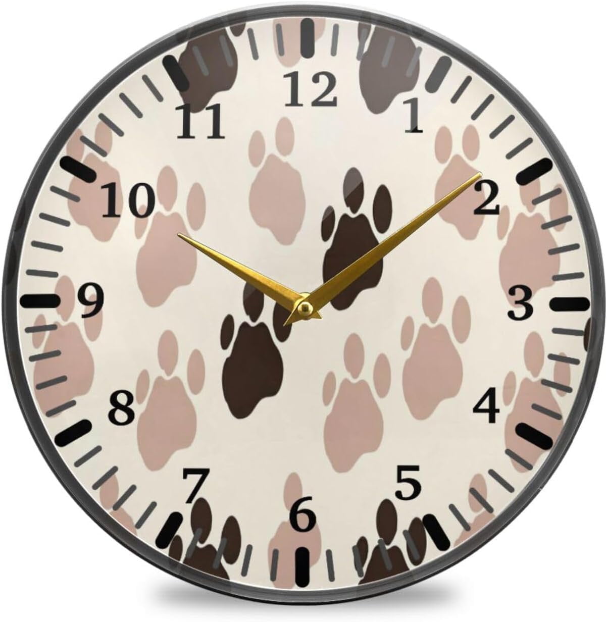 Coolnut Cute Dog Paws Wall Clock Silent Non-Ticking Round 10 Inch ...