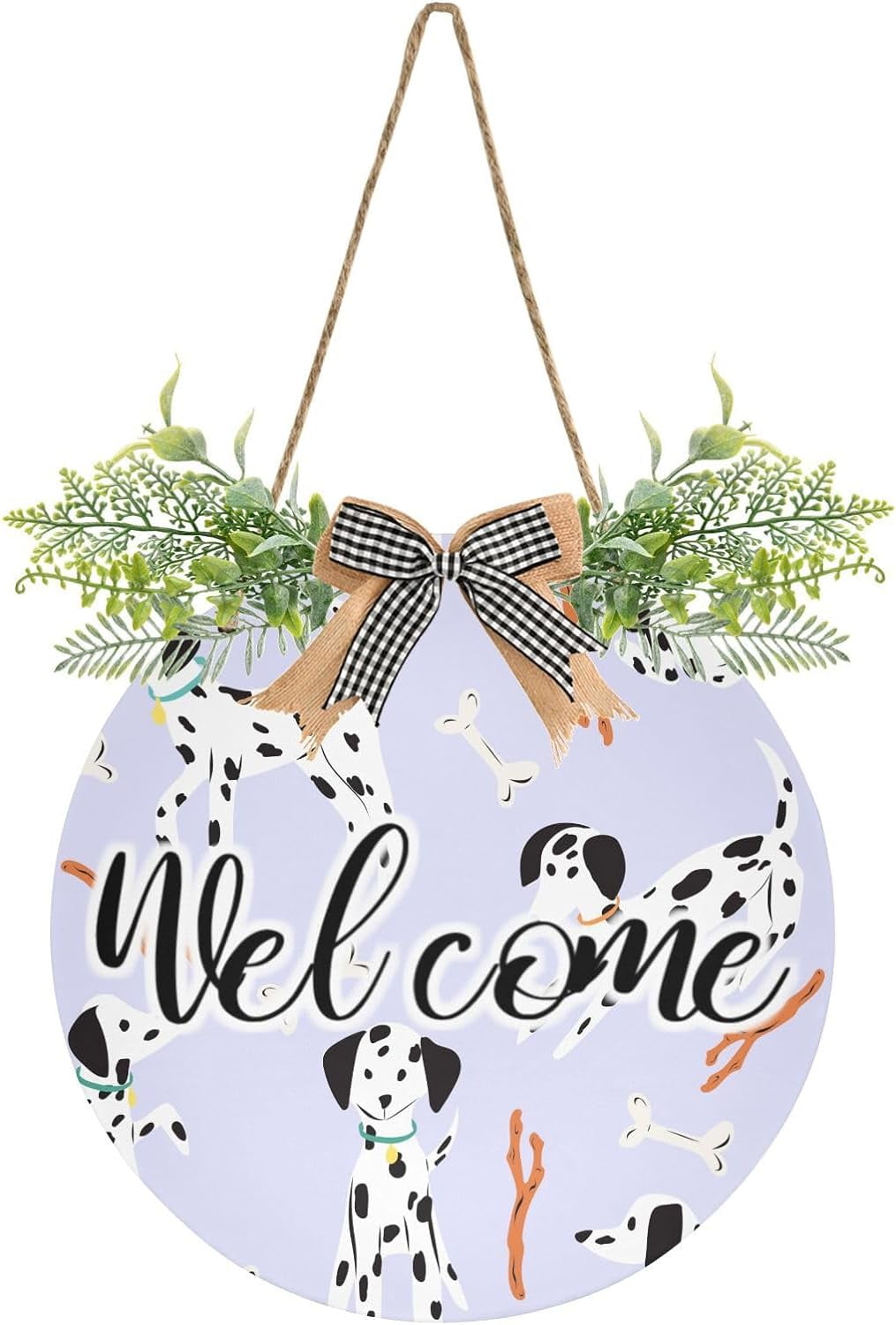 Coolnut Cute Dogs Front Door Round, Hanging Welcome Sign, Front Door ...