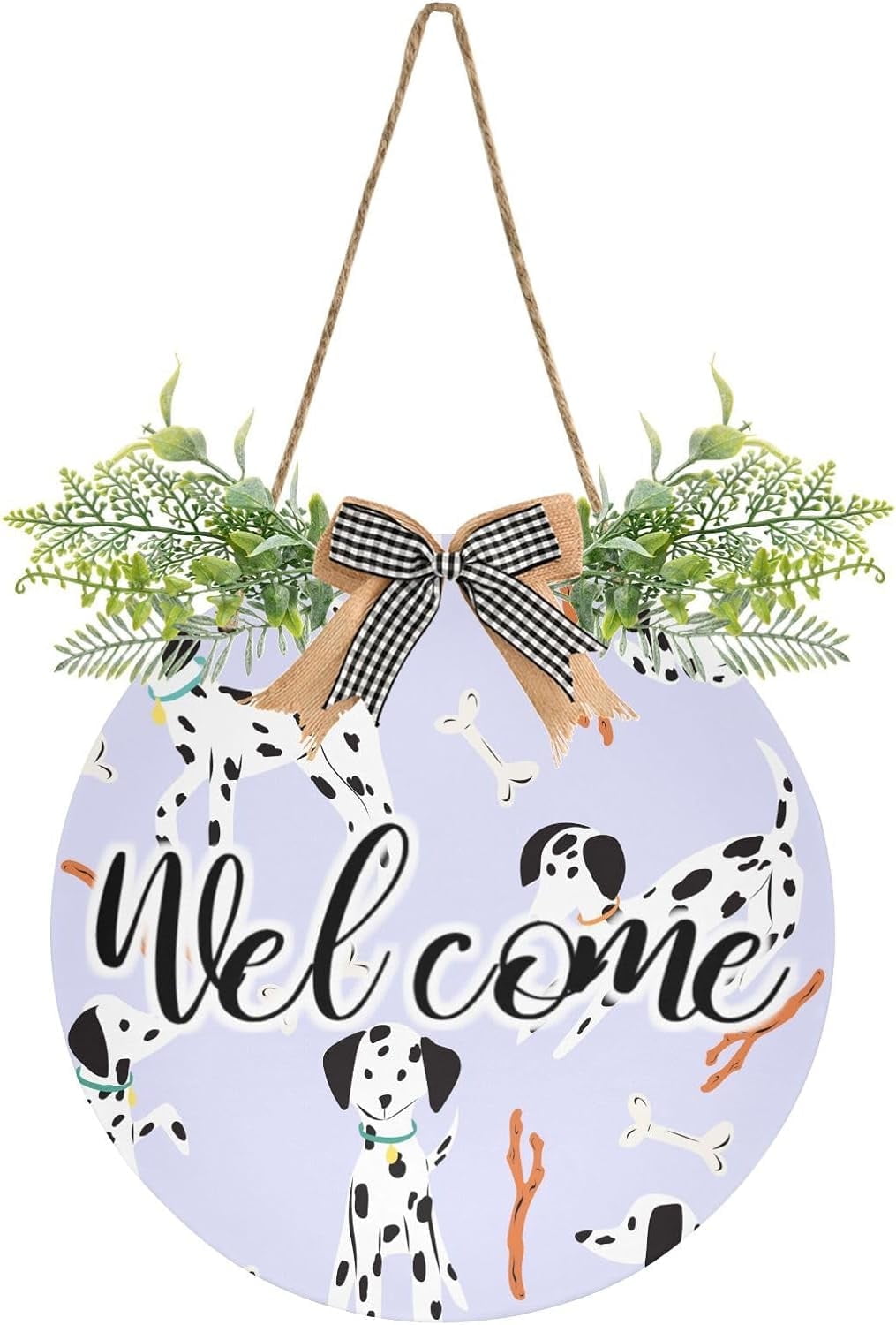 Coolnut Cute Dogs Front Door Round, Hanging Welcome Sign, Front Door ...