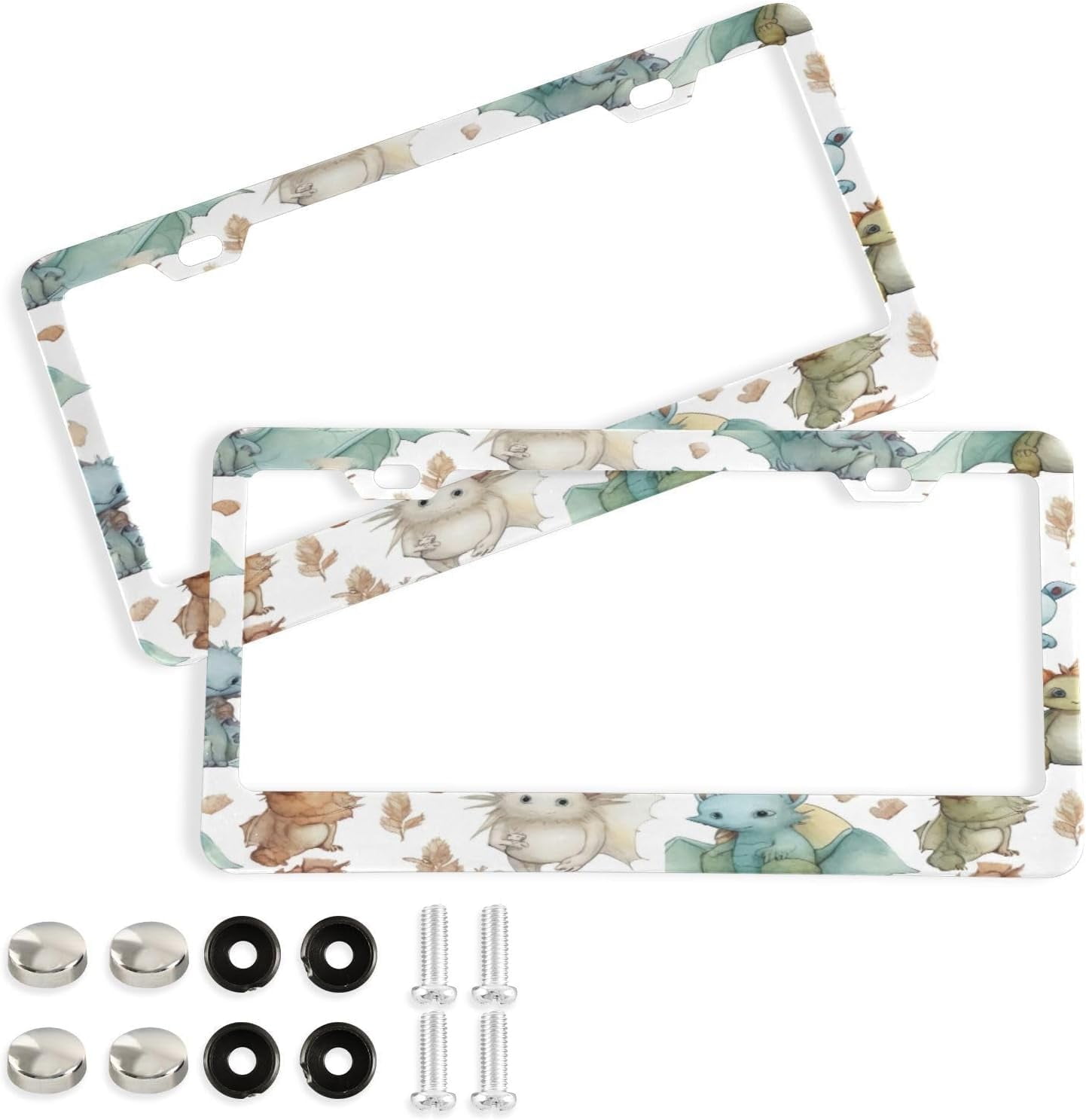 Coolnut Cute Dragon License Plate Frame 2 Holes Rustproof Aluminium ...