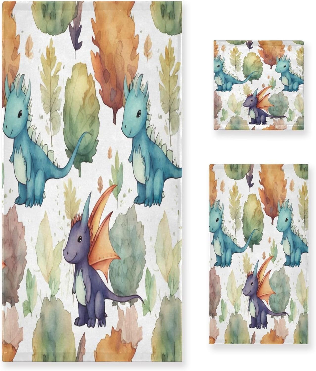 Coolnut Cute Dragon Towels 3 Pack Bath Towels for Bathroom Set Soft ...