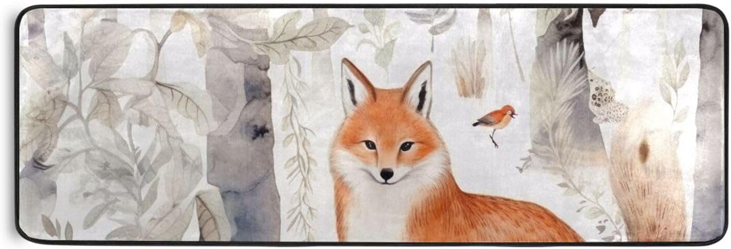 Coolnut Cute Forest Fox Area Rug - 2' x 6' Washable Runner Rugs with ...