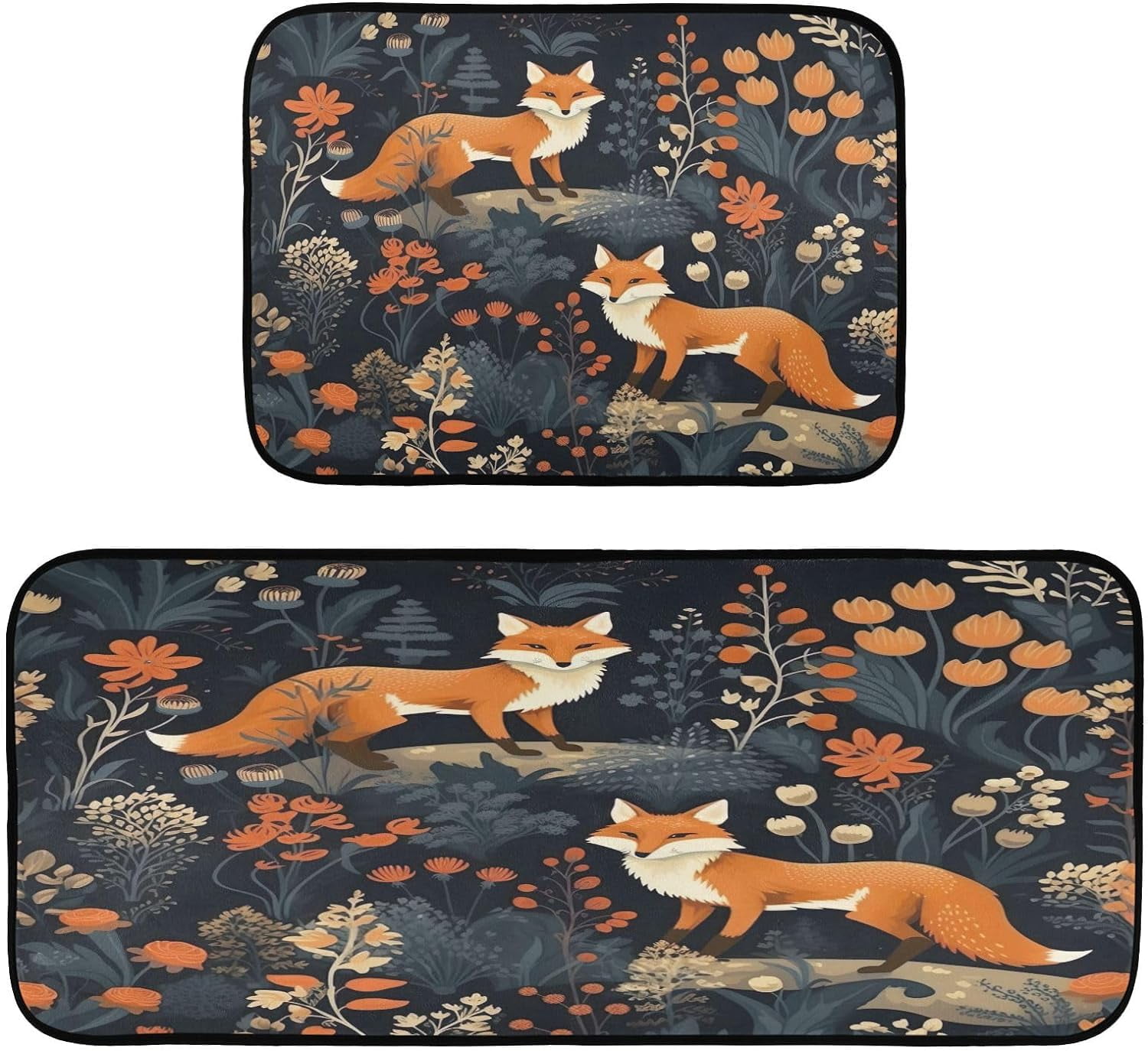 Coolnut Cute Fox Anti Fatigue Mats for Kitchen Floor,Set of 2 Non Skid ...