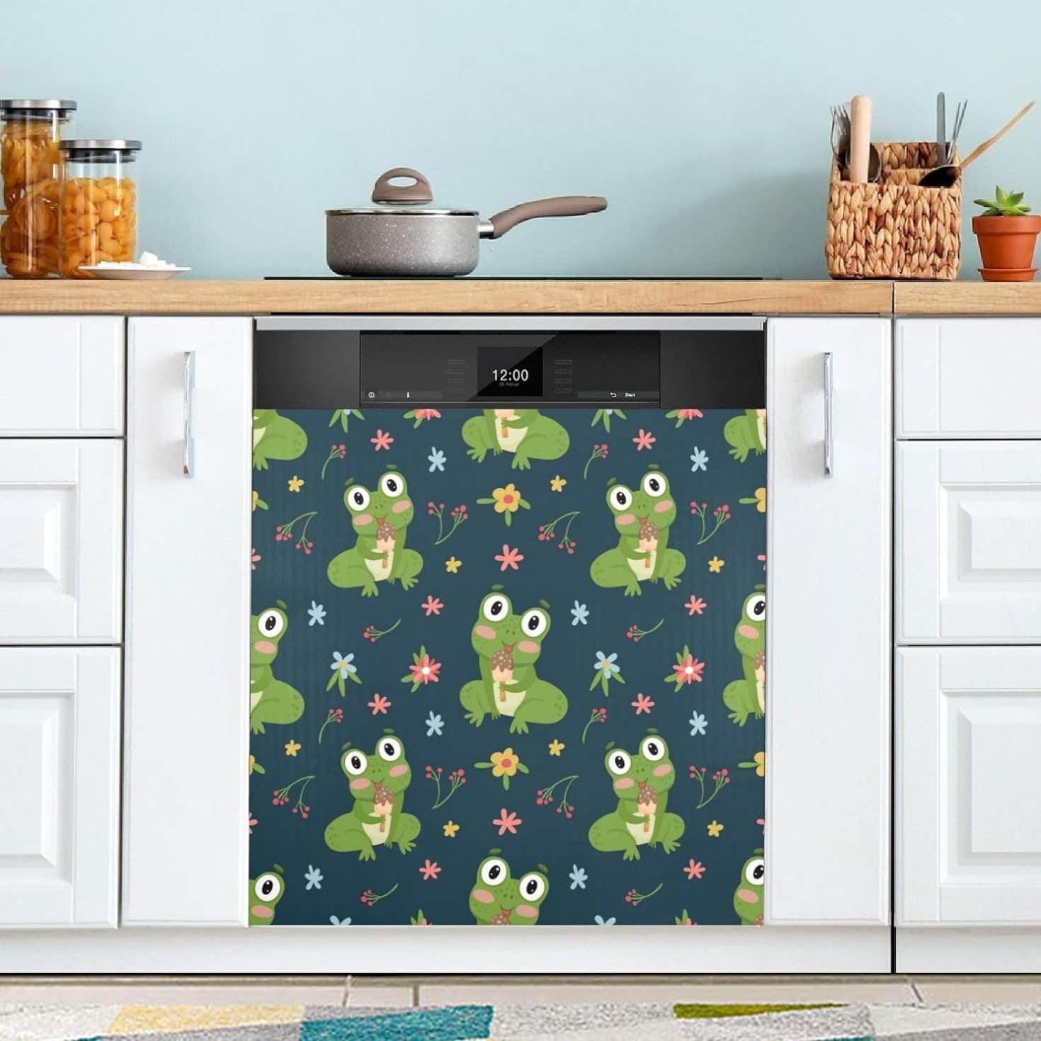 Coolnut Cute Frogs Dishwasher Magnet Cover for The Front Door,Reusable ...