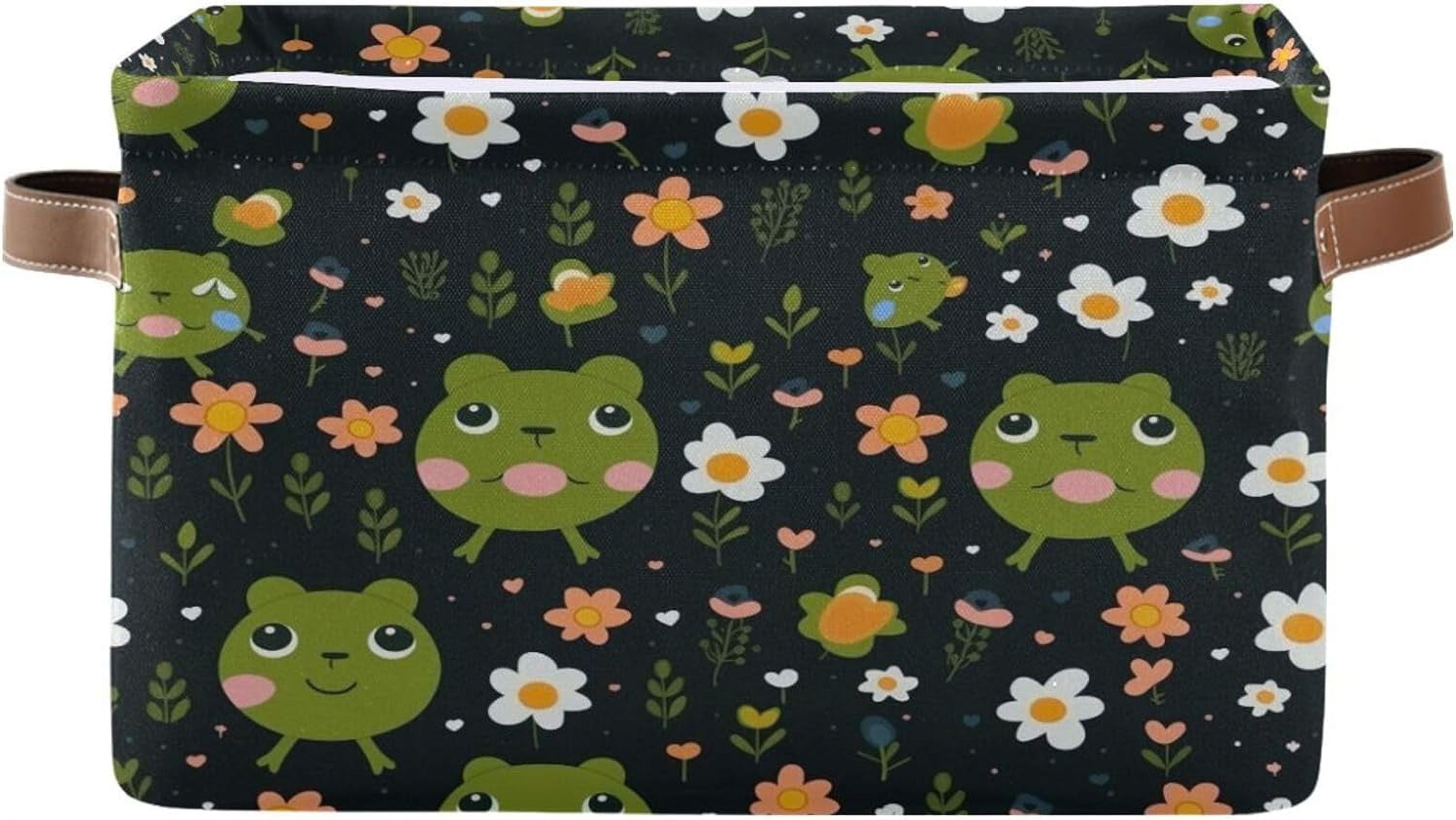 Coolnut Cute Frogs Foldable Storage Basket for Shelves, Collapsible ...