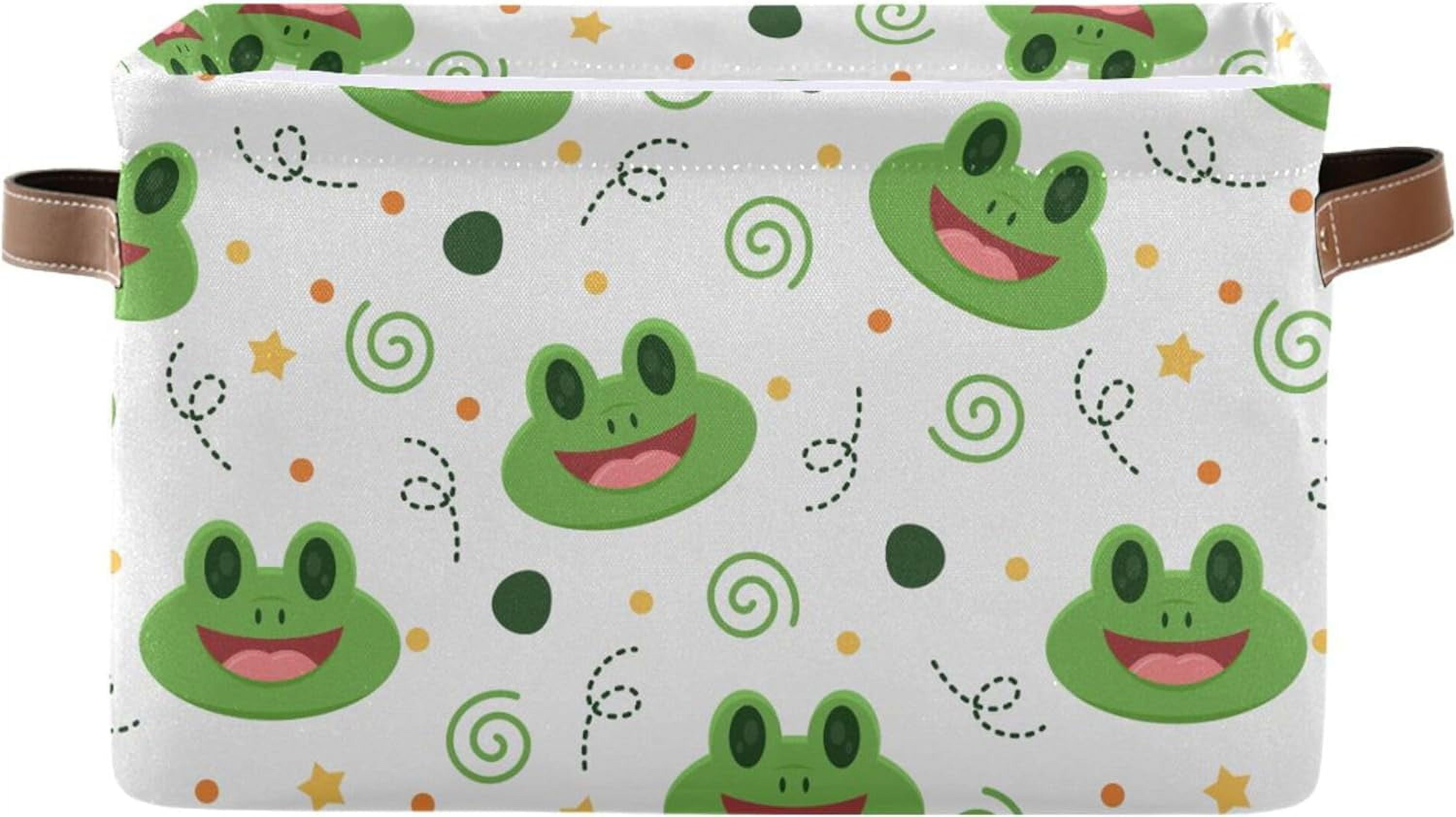 Coolnut Cute Frogs Storage Basket Foldable Storage Bin 2 Pack, Canvas ...