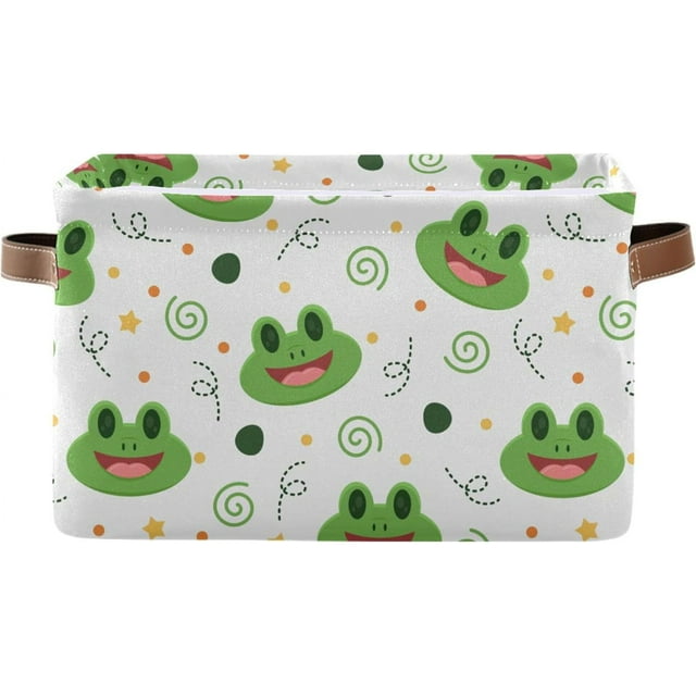 Coolnut Cute Frogs Storage Basket Foldable Storage Bin 2 Pack, Canvas ...
