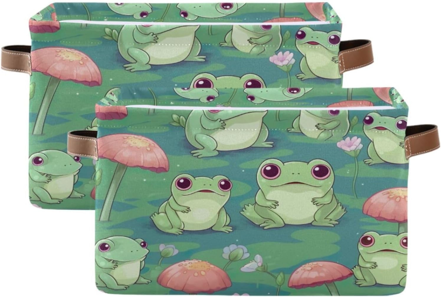 Coolnut Cute Frogs6 Foldable Storage Basket for Shelves, Collapsible ...