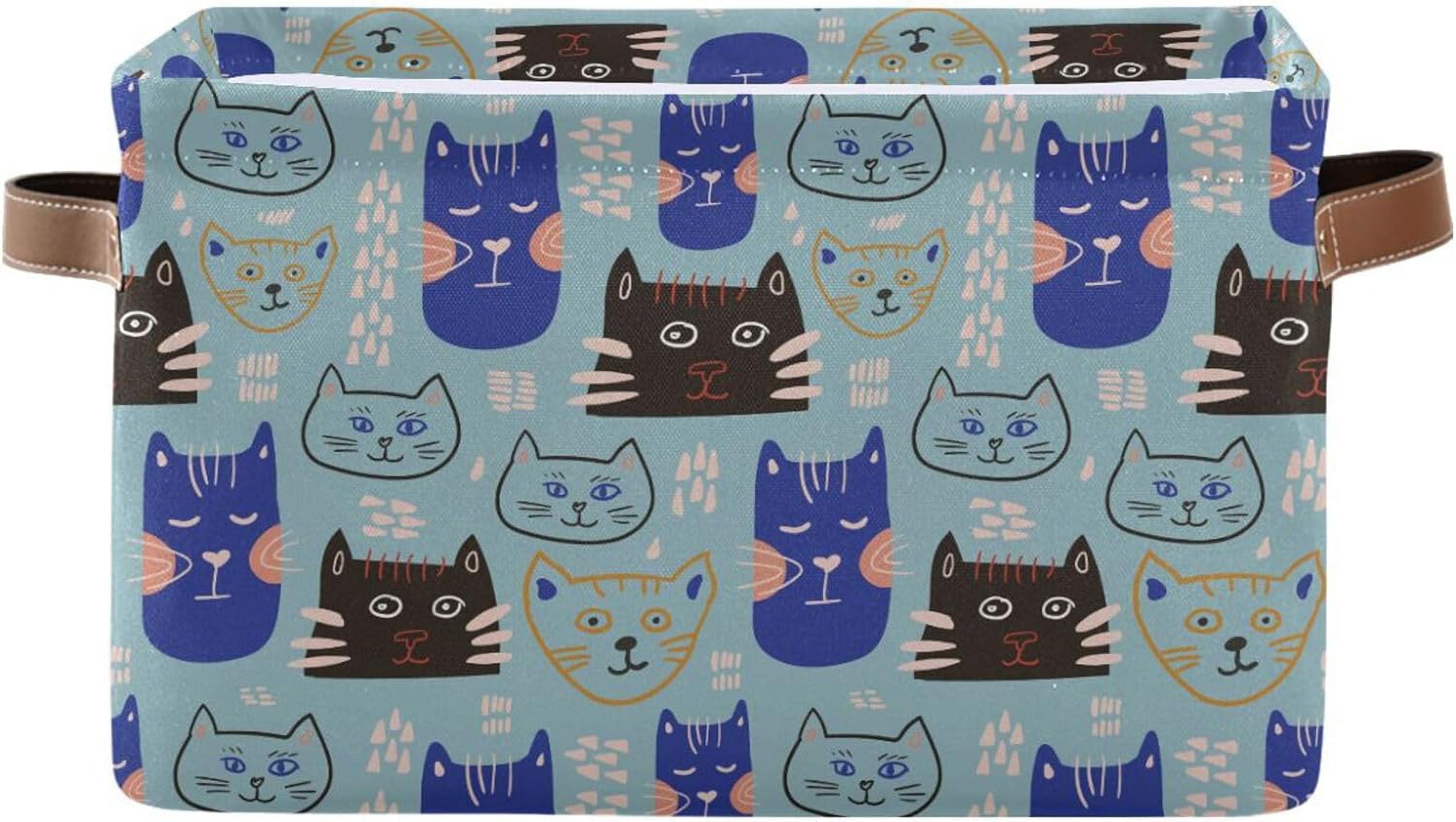 Coolnut Cute and Funny Cats Storage Basket, Durable Canvas Organizer ...