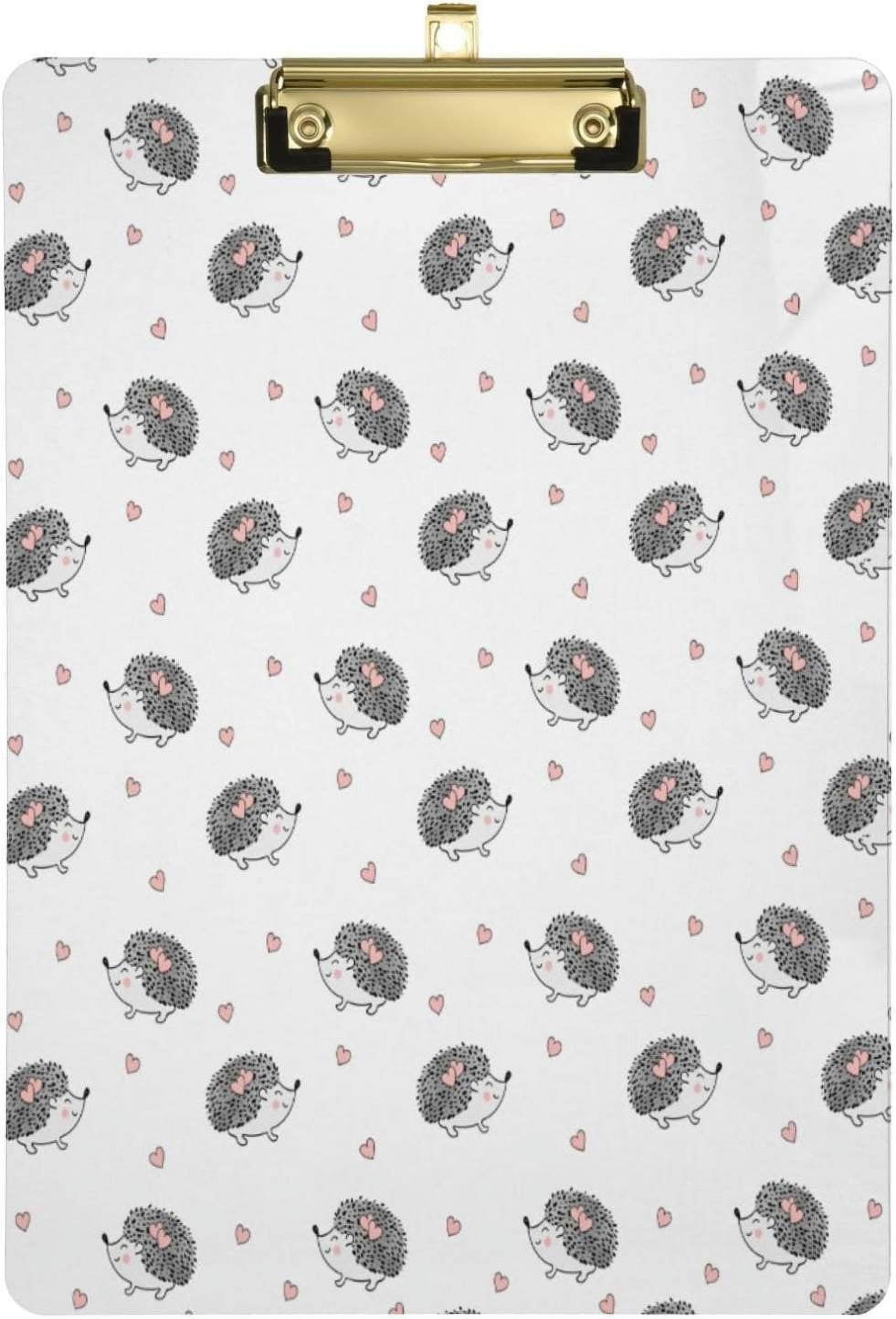 Coolnut Cute Heart Hedgehog Acrylic Clipboard with Low Profile Silver ...