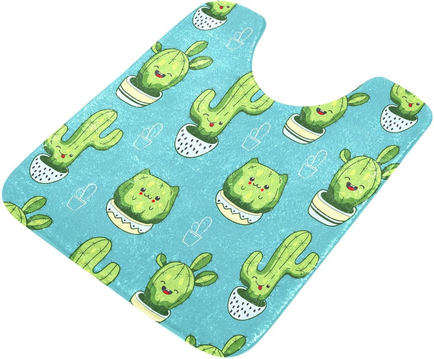 Coolnut Cute Kawaii Cactus Succulents Blue U Shape Toilet Bath Mat for ...