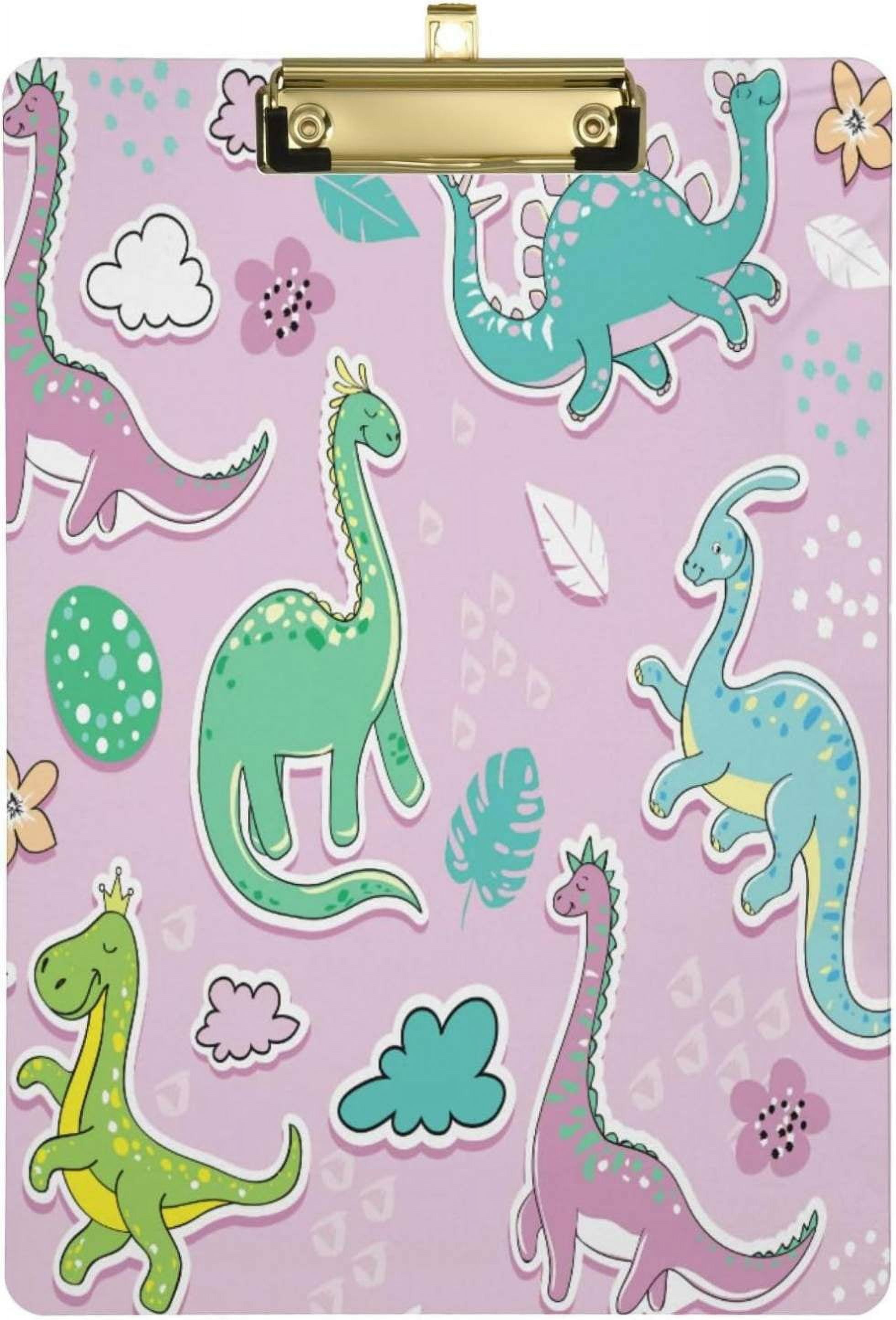 Coolnut Cute Little Dinosaur Acrylic Clipboard with Low Profile Gold ...