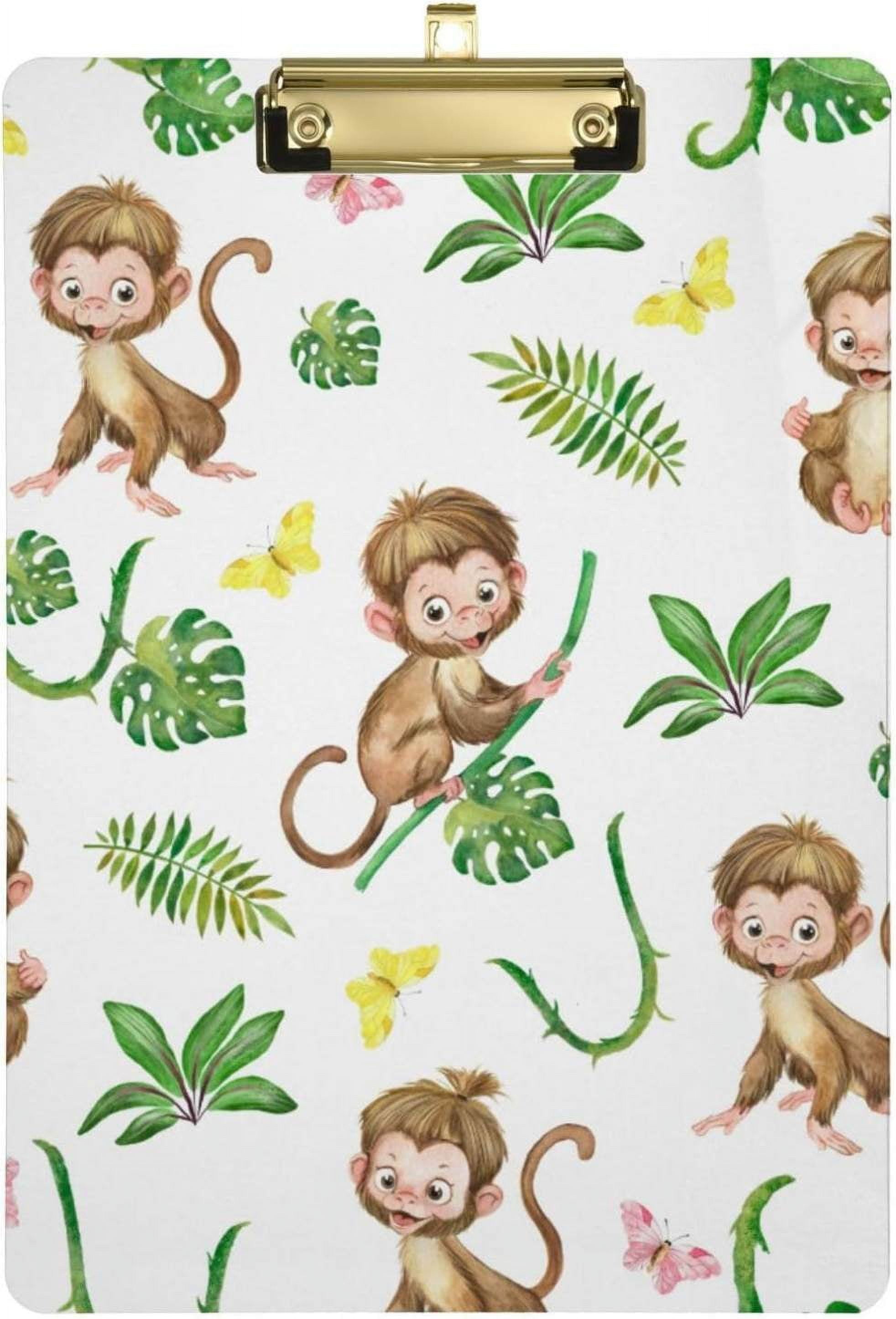 Coolnut Cute Monkeys Clipboard, Acrylic Standard A4 Letter Size Clip ...