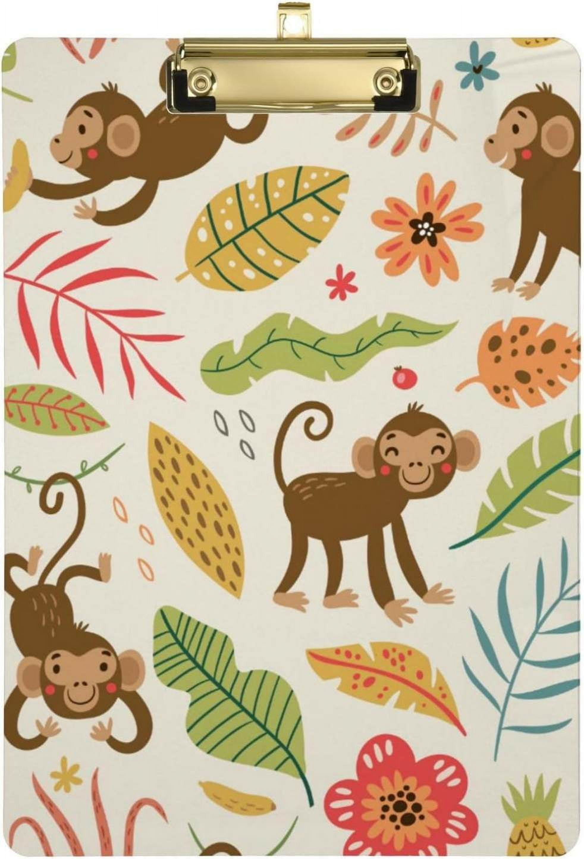 Coolnut Cute Monkeys Clipboard, Acrylic Standard A4 Letter Size Clip ...