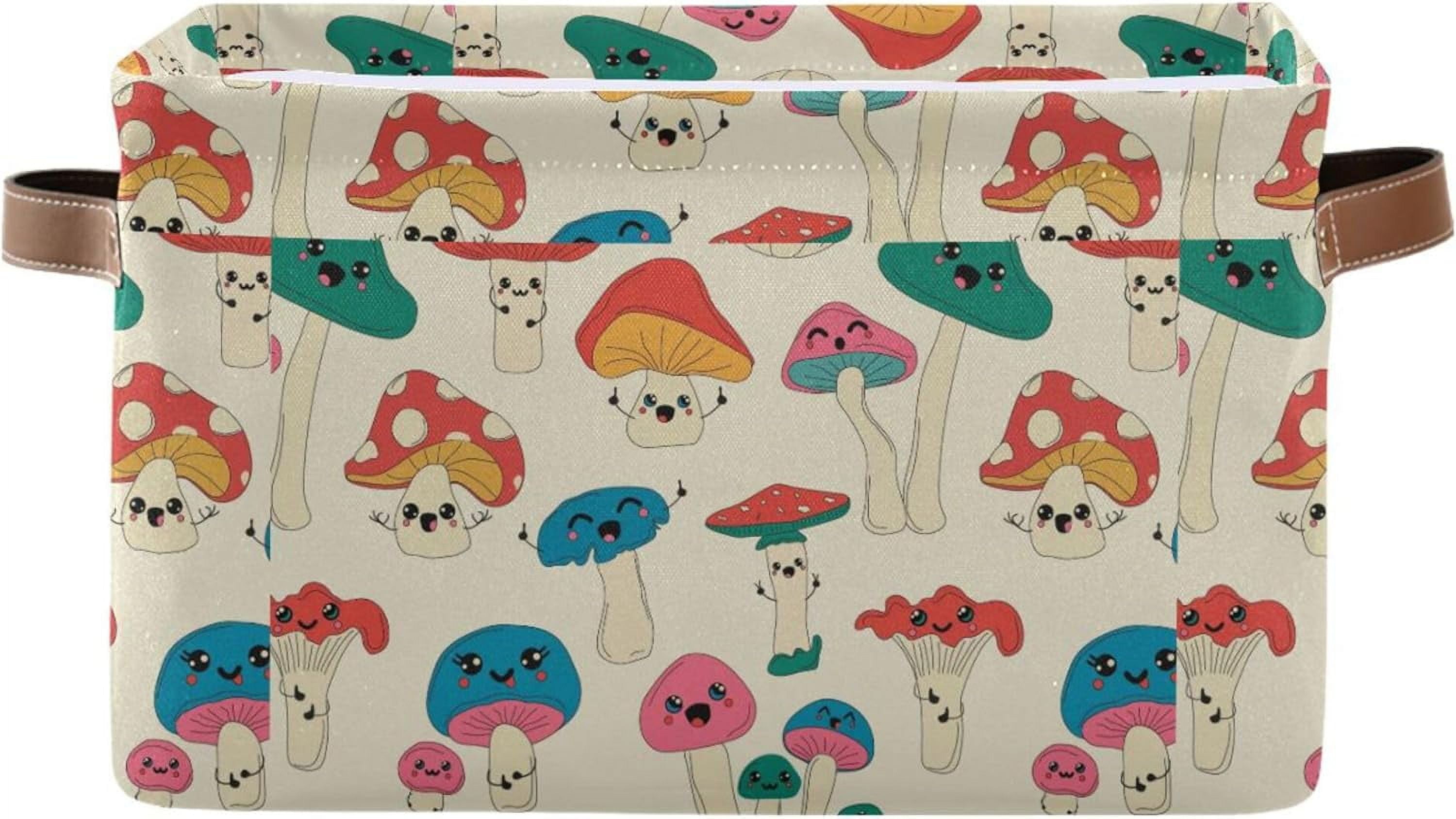 Coolnut Cute Mushrooms Storage Basket Foldable Storage Bin 2 Pack ...