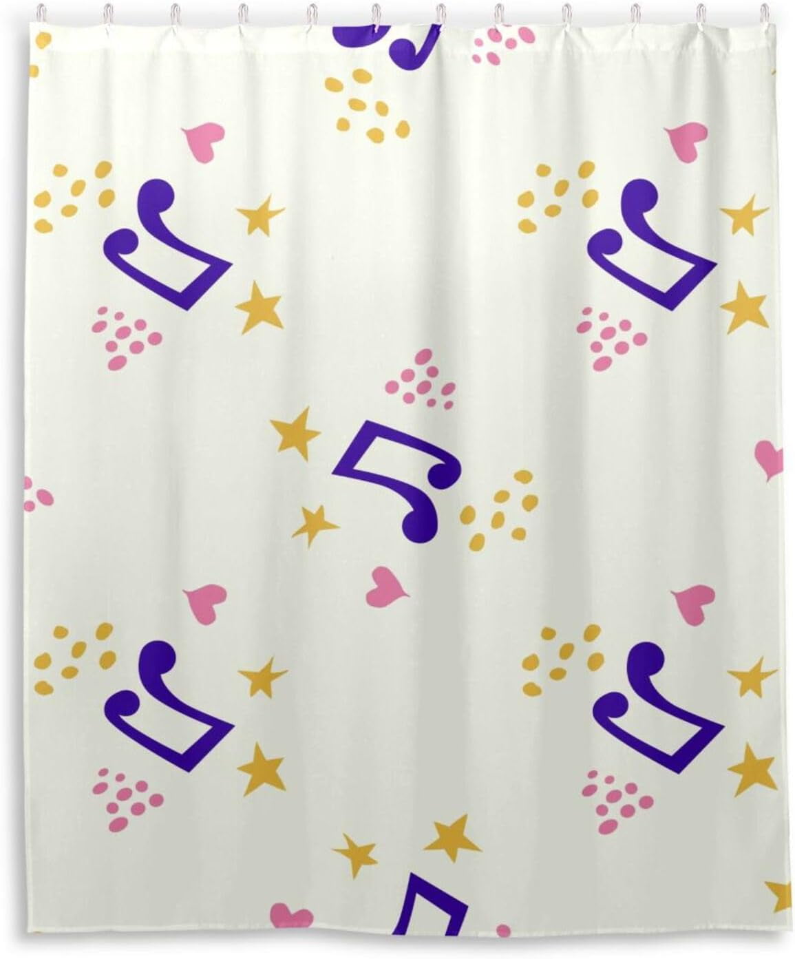 Coolnut Cute Musical Notes Shower Curtain Bathroom Decor Watercolor ...