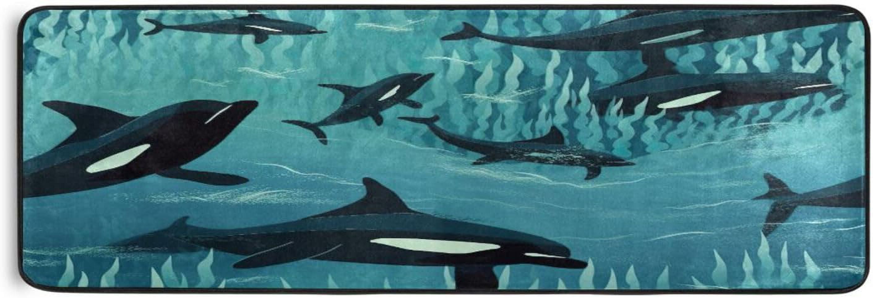Coolnut Cute Orca Whales Area Rug - 2' x 6' Washable Runner Rugs with ...