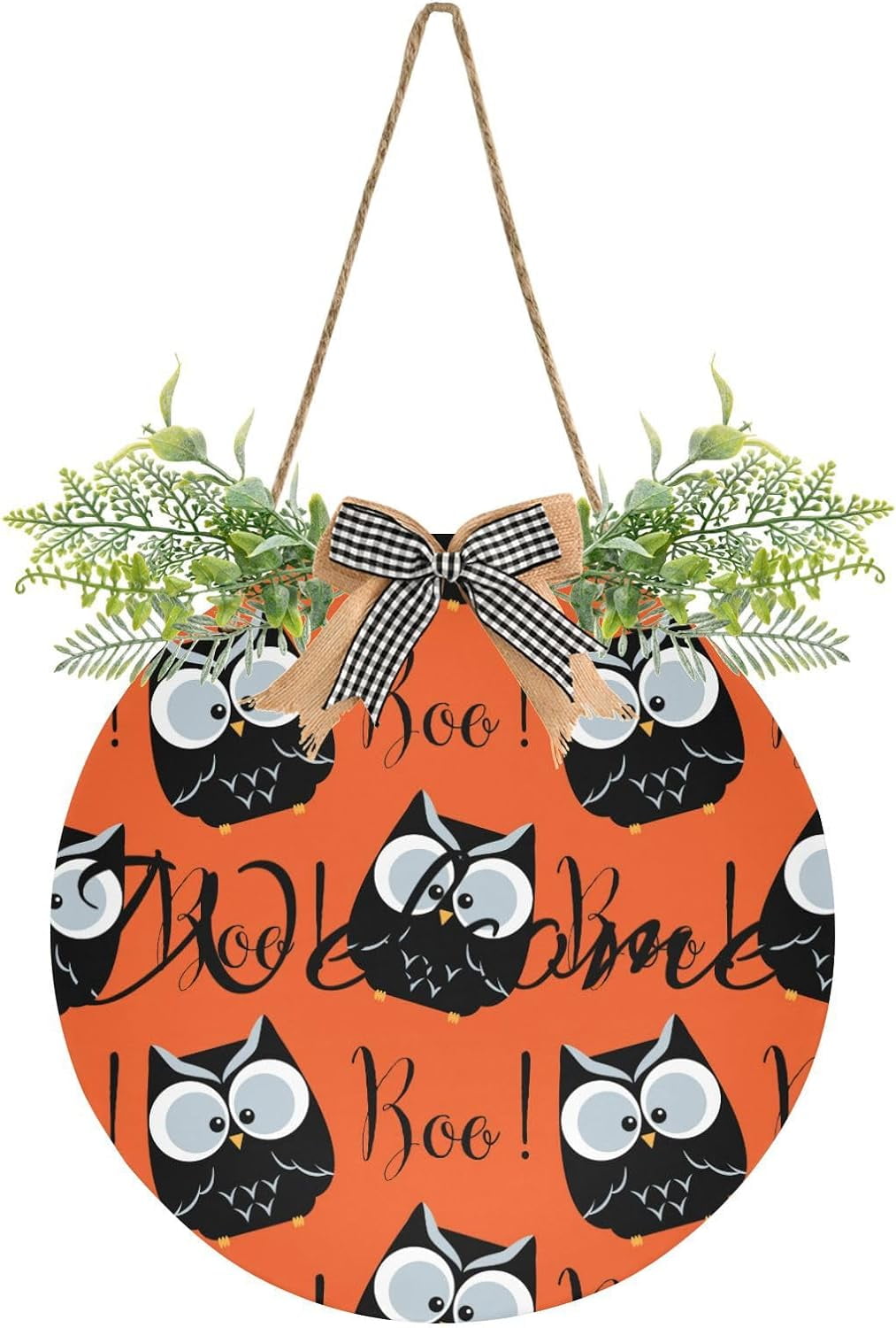 Coolnut Cute Owl Welcome Sign Front Door Round Wall Door Sign with ...