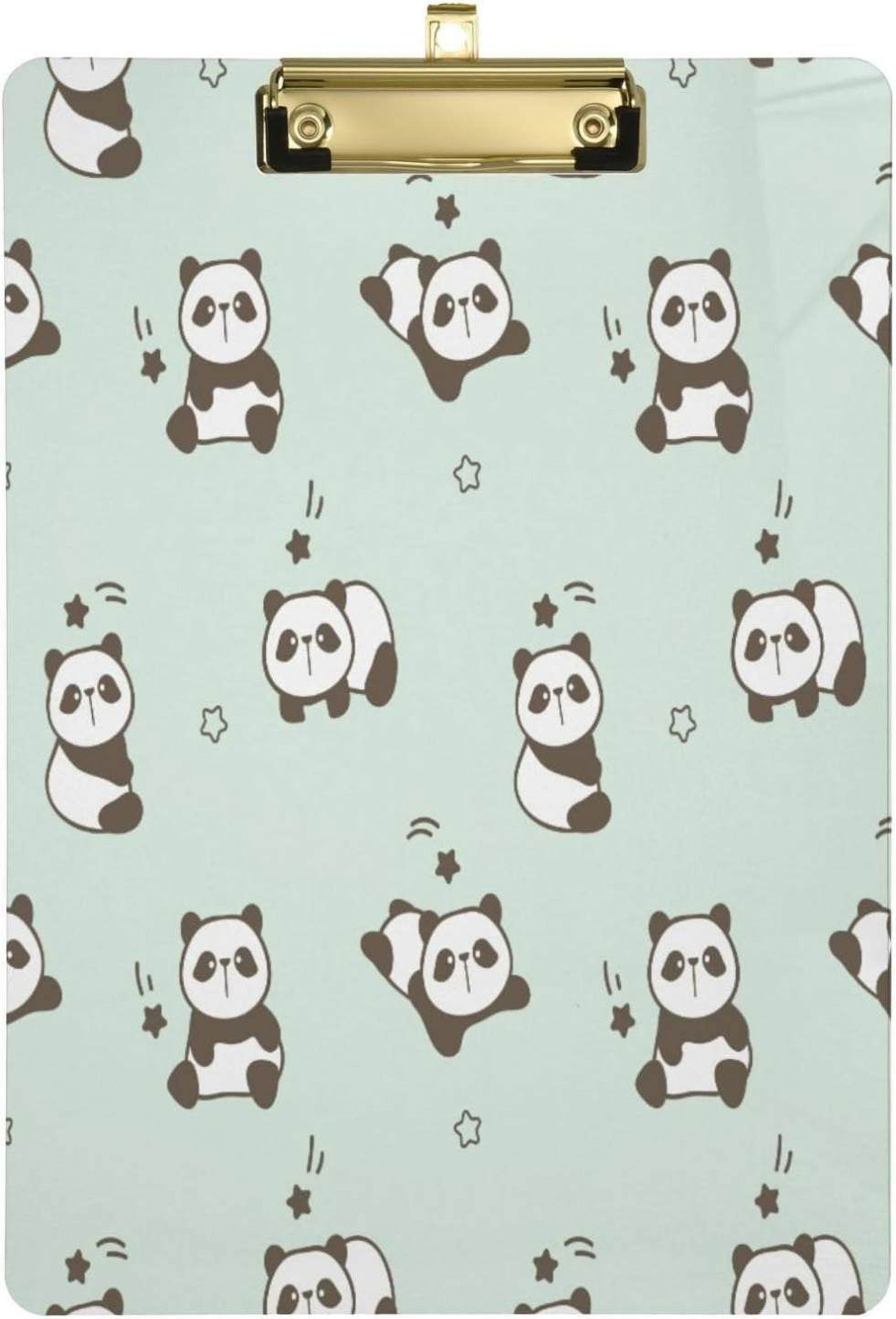 Coolnut Cute Panda Acrylic Clipboard with Low Profile Gold Metal Clip ...
