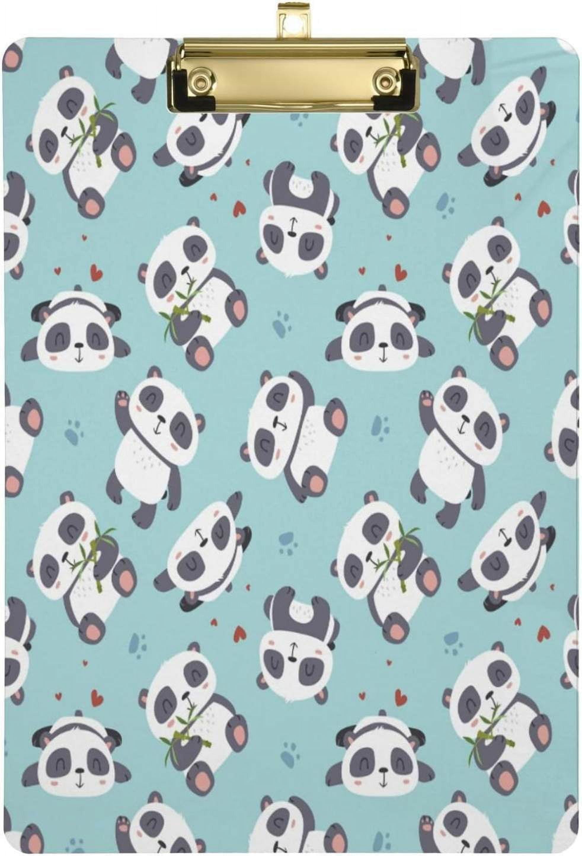 Coolnut Cute Panda Acrylic Clipboard with Low Profile Gold Metal Clip ...
