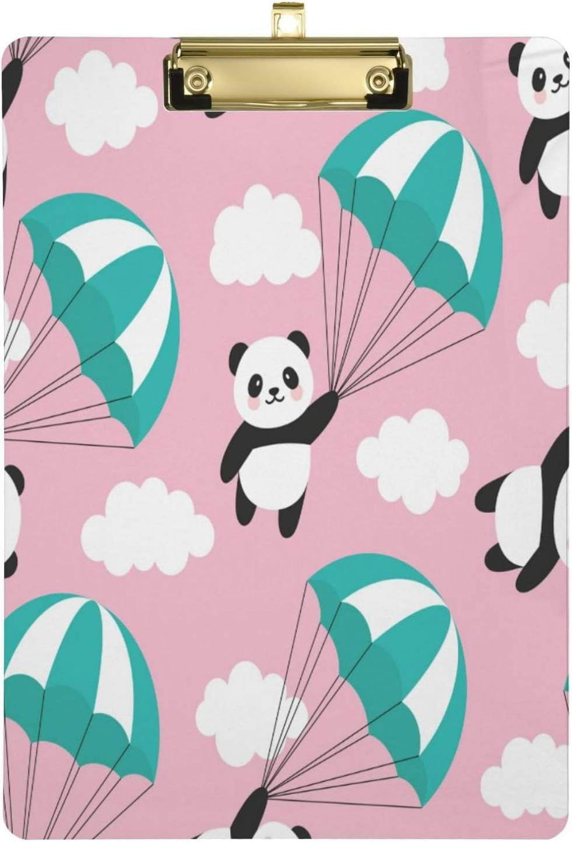 Coolnut Cute Panda Acrylic Clipboard with Low Profile Gold Metal Clip ...