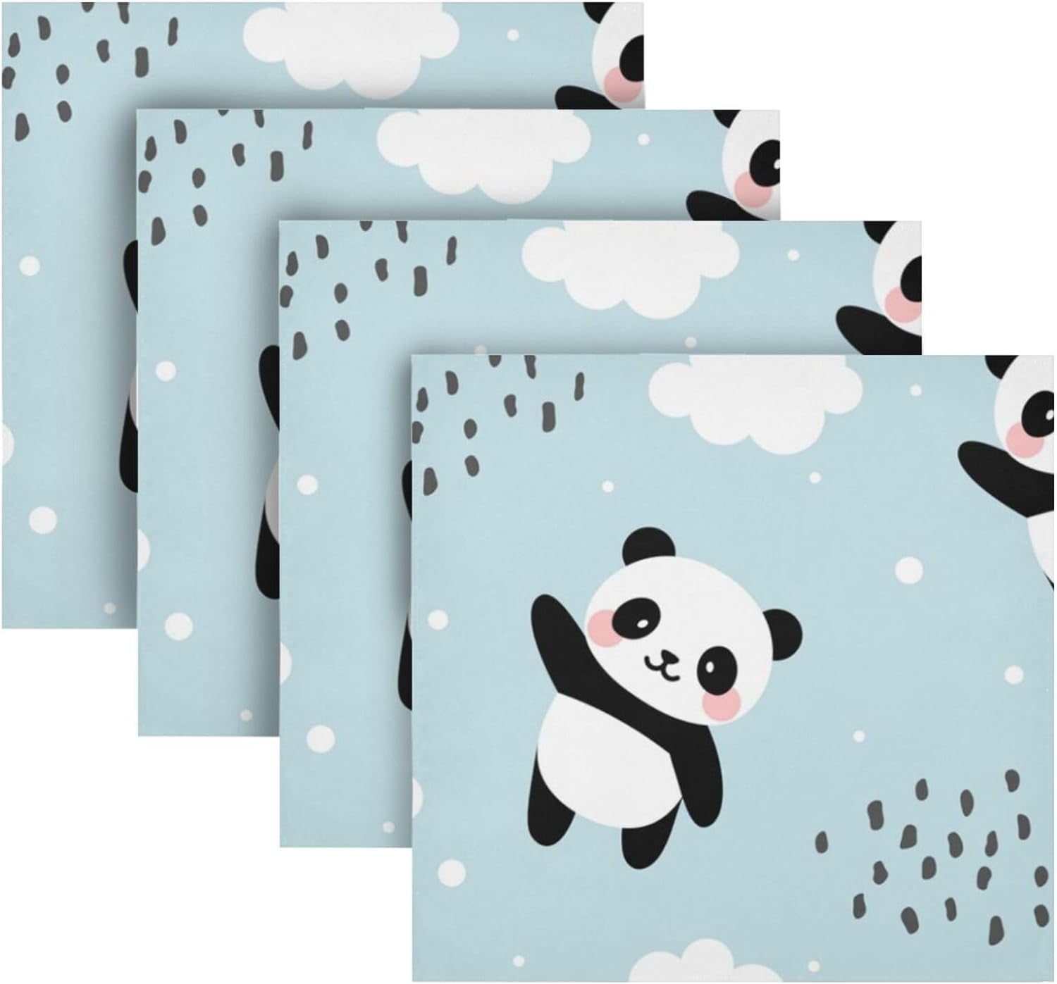 Coolnut Cute Panda Cloth Napkins Set of 6, Reusable Washable Polyester ...