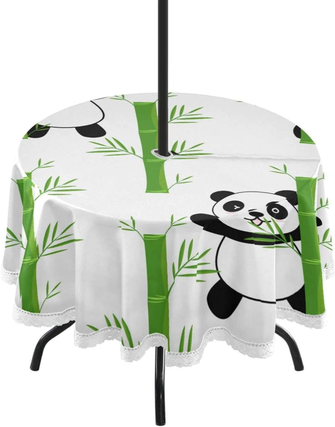 Coolnut Cute Panda Round Table Cloth, Heat Resistant Table Cover with ...