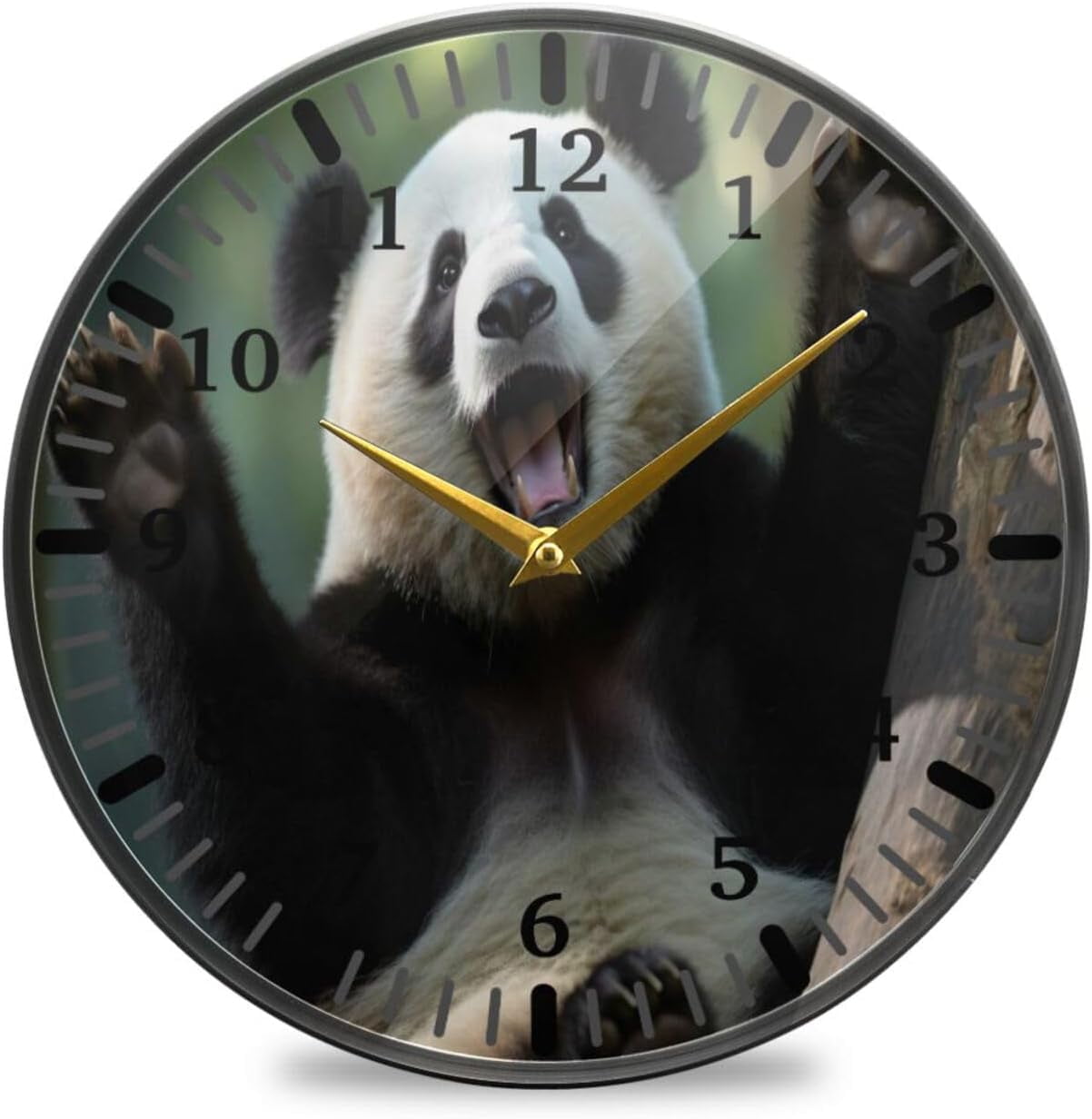 Coolnut Cute Panda Wall Clock Silent Non-Ticking Round 10 Inch Quartz ...