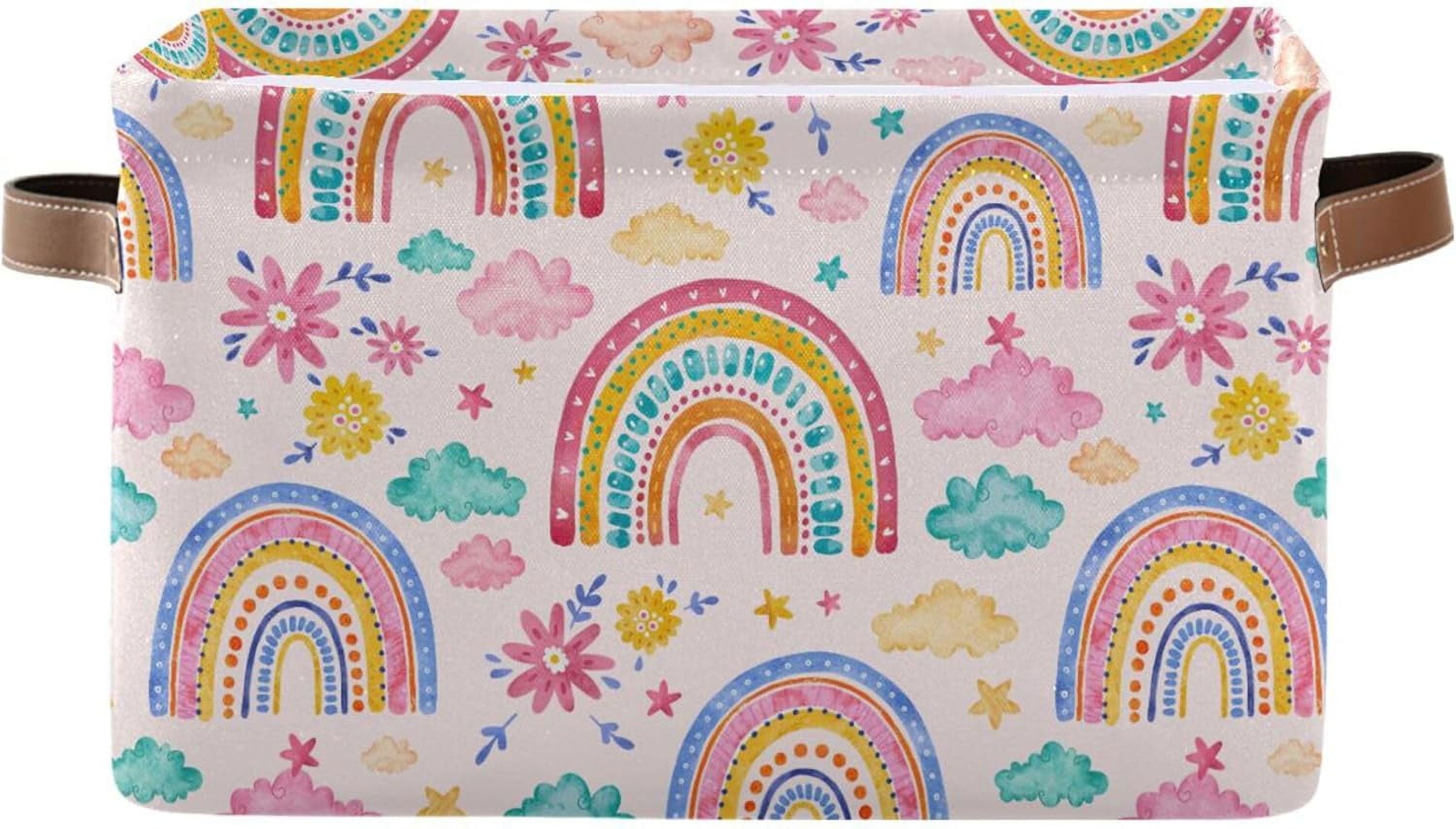 Coolnut Cute Pastel Rainbow Storage Basket Foldable Storage Bin, Canvas ...