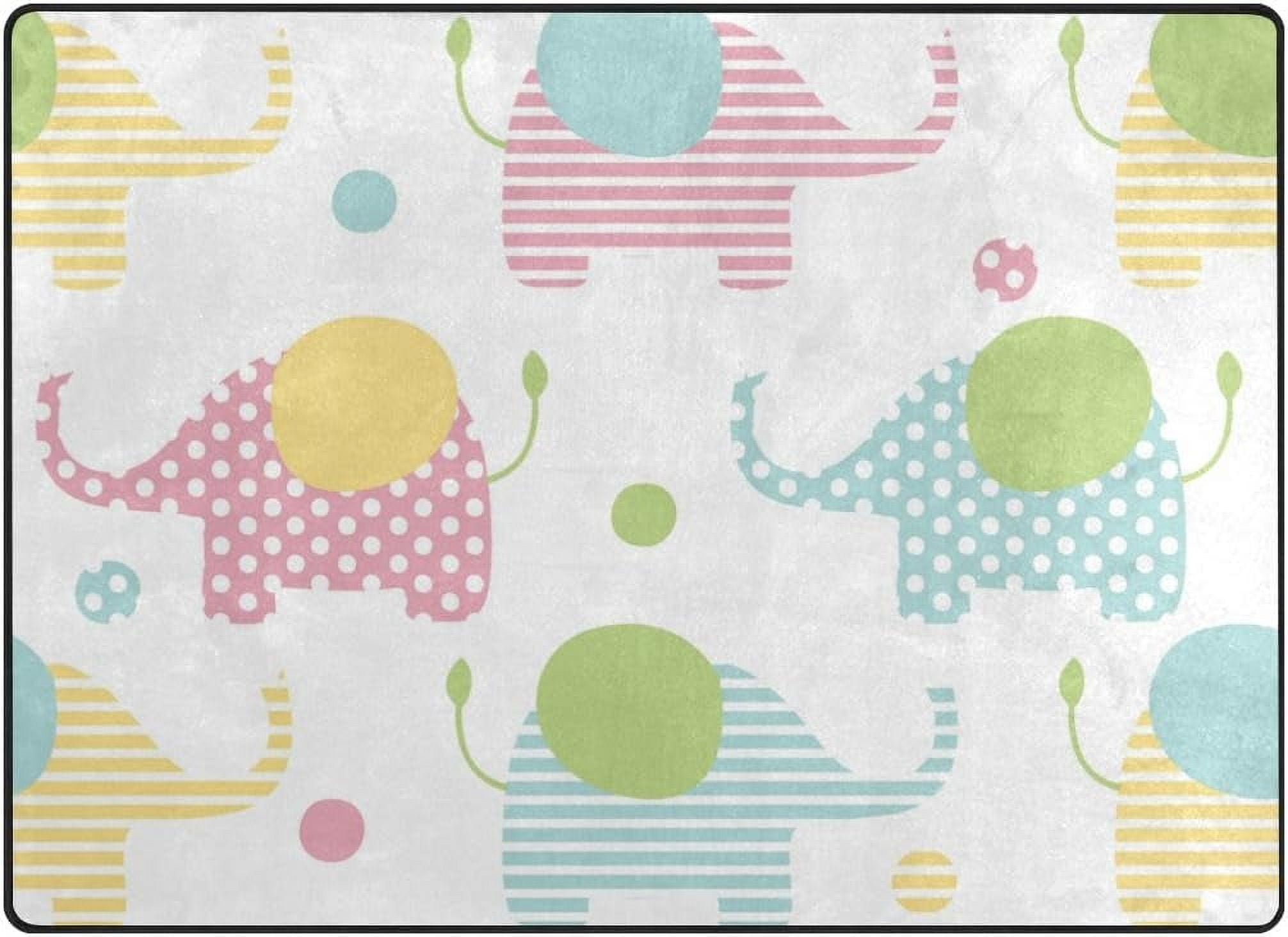 Coolnut Cute Pattern with Elephants Area Rug Pad - 80 x 58 inch - 100% ...