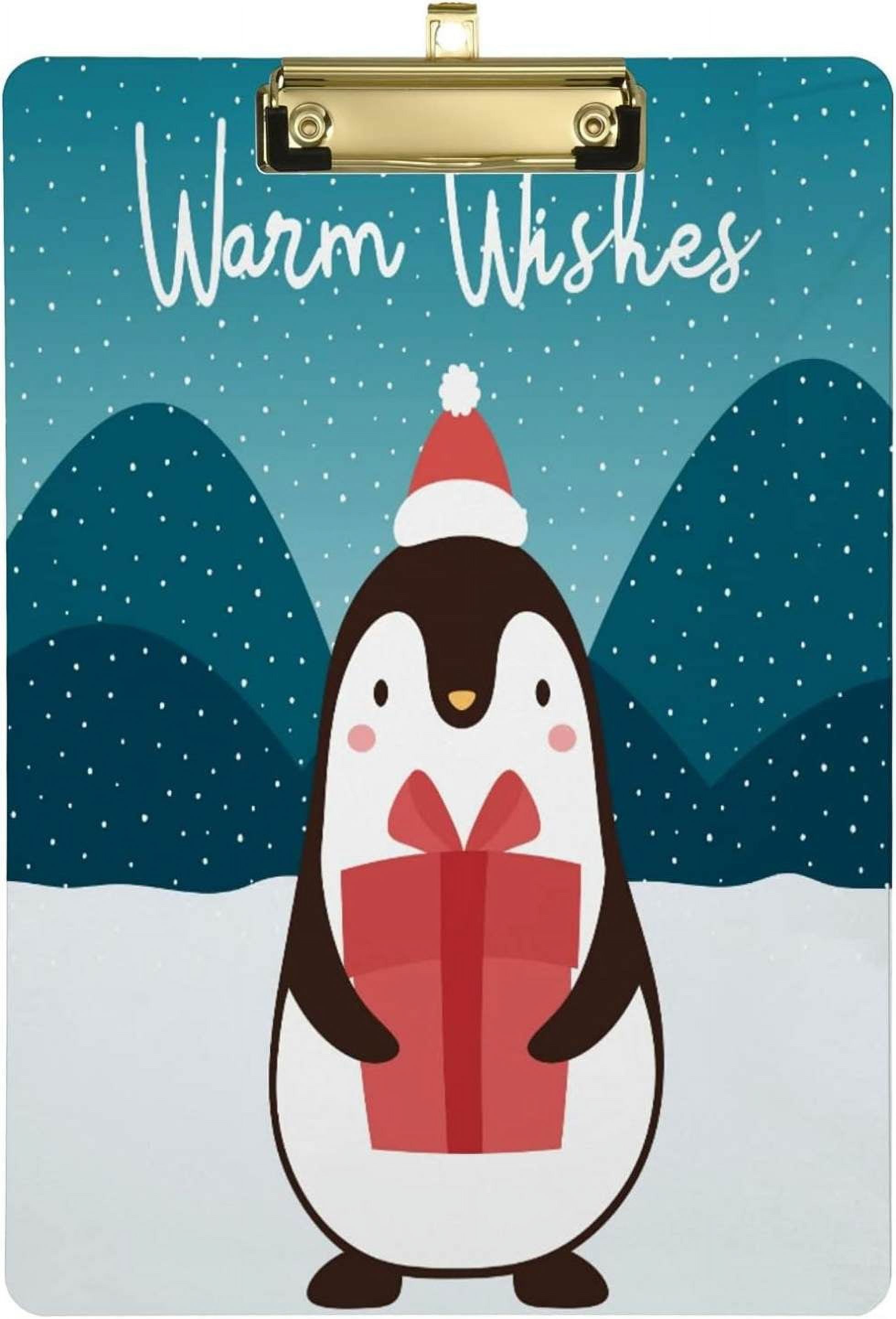 Coolnut Cute Penguins with Happy New Year 12.5"x9" Clipboard, Acrylic ...