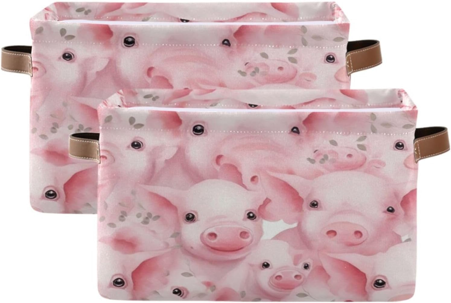 Coolnut Cute Pig Foldable Storage Basket for Shelves, Collapsible ...