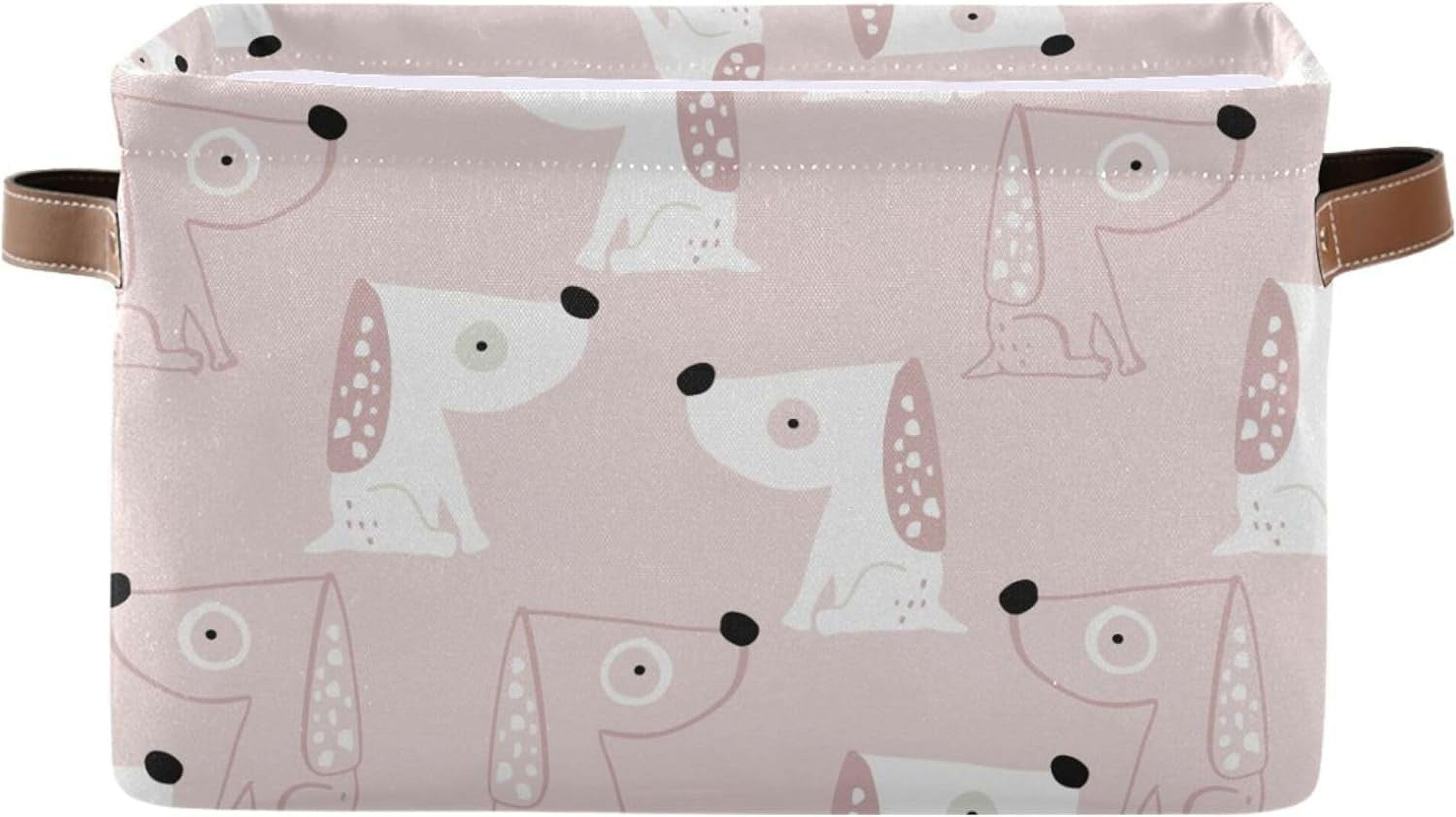 Coolnut Cute Pink Dogs Storage Basket Foldable Storage Bin, Canvas ...