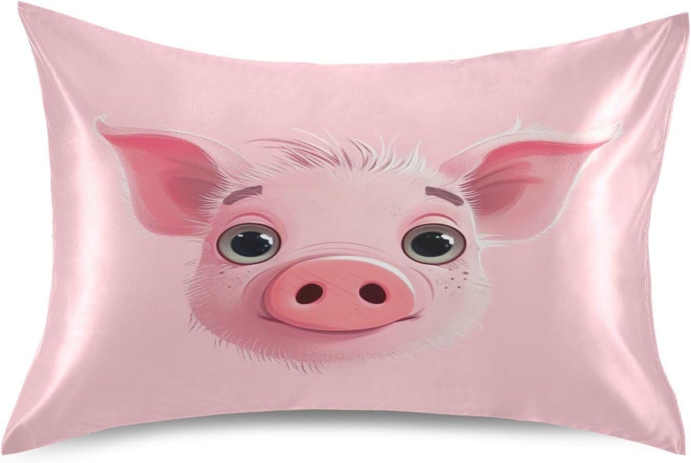 Coolnut Cute Pink Piggy Pillowcase for Hair and Skin Silk Pillowcase ...