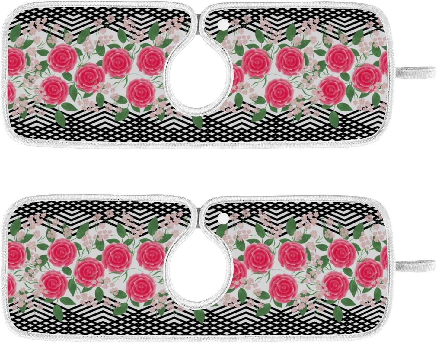 Coolnut Cute Pink Roses Sink Splash Guard for Faucet 2 Packs Faucet ...