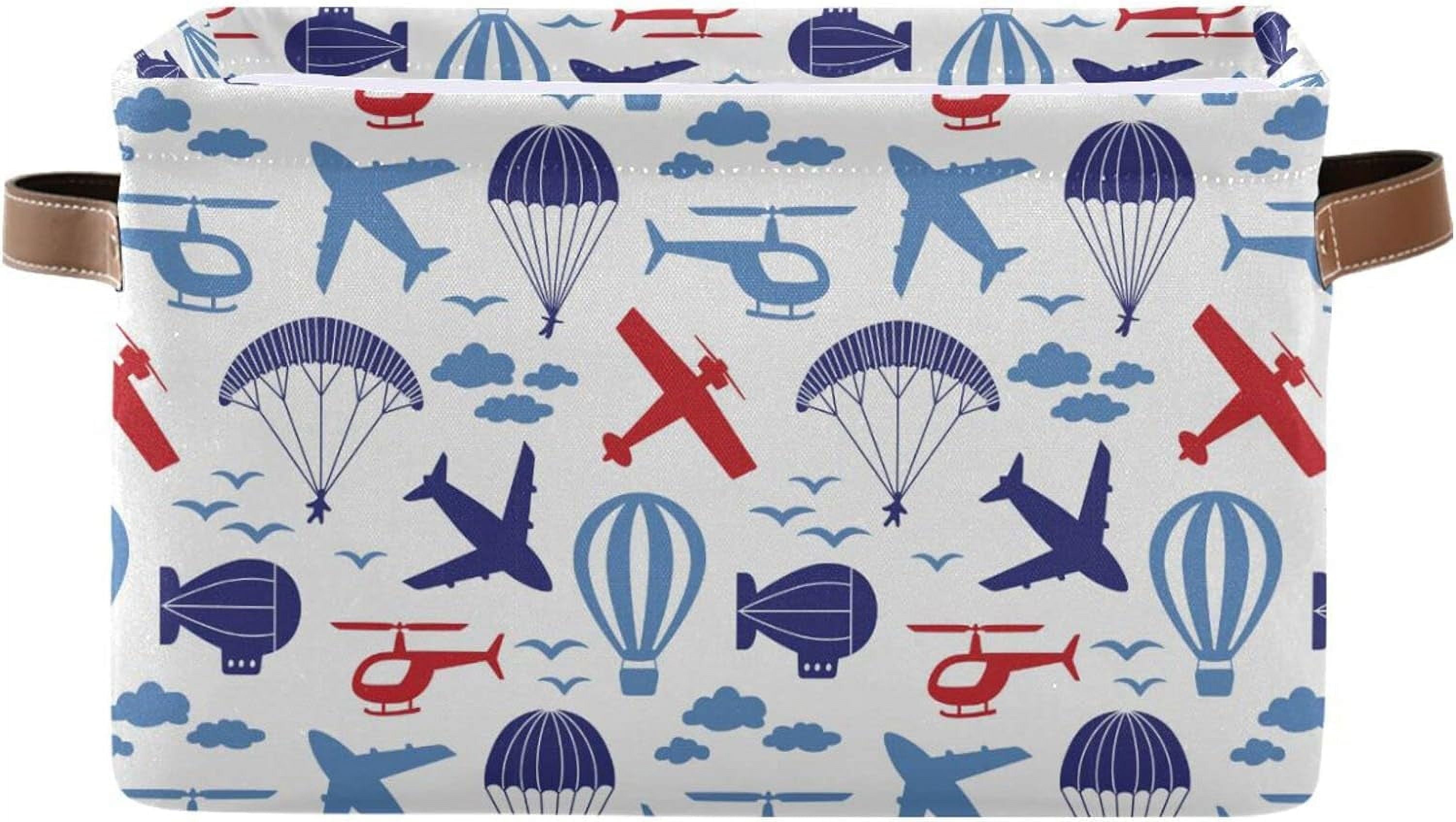 Coolnut Cute Plane Pattern Storage Basket with Handles Collapsible ...