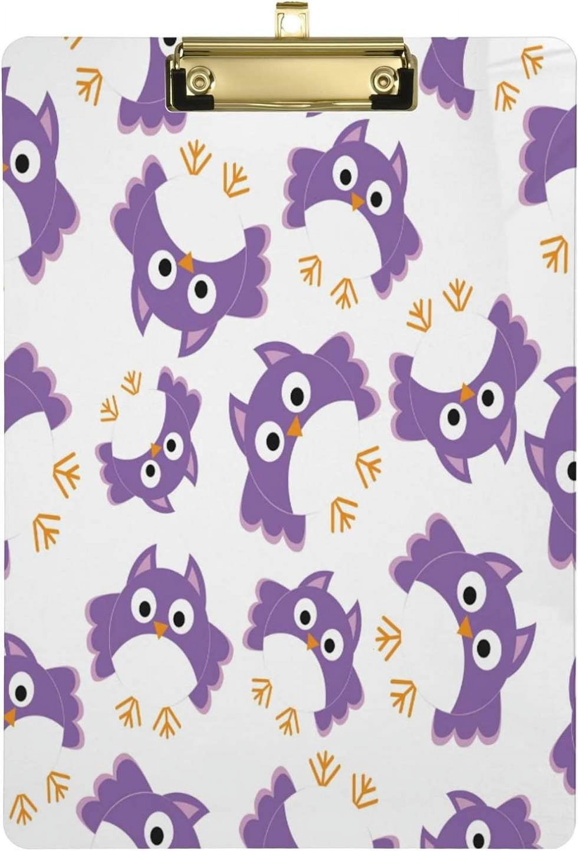 Coolnut Cute Purple Owl 12.5"x9" Clipboard, Acrylic Fashion Letter A4 ...