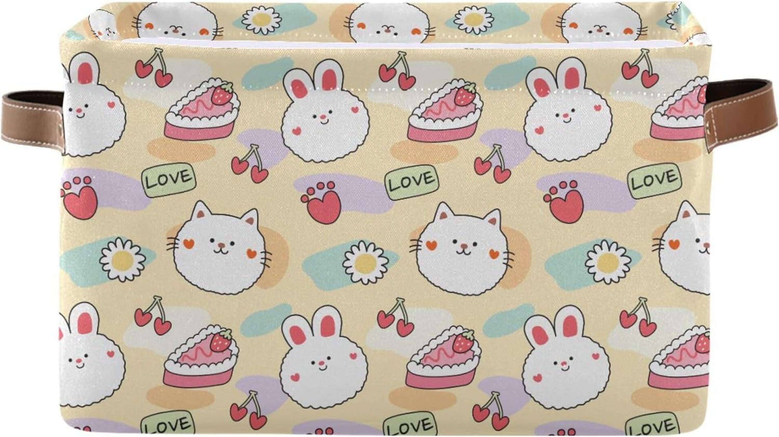 Coolnut Cute Rabbit Cat Storage Basket Foldable Storage Bin, Canvas ...