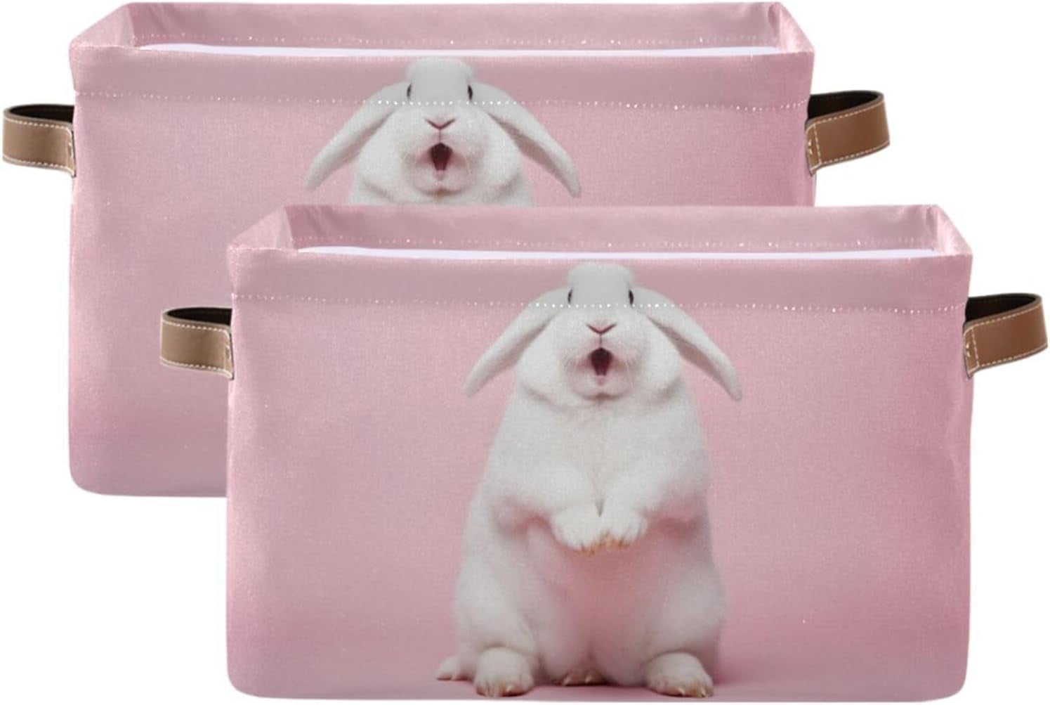 Coolnut Cute Rabbit Foldable Storage Basket for Shelves, Collapsible ...