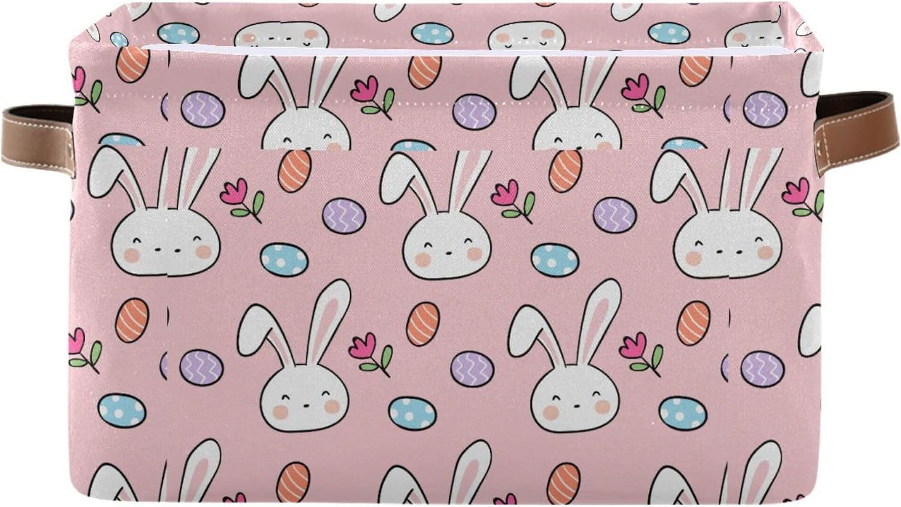 Coolnut Cute Rabbit Pink Storage Basket Foldable Storage Bin 2 Pack ...