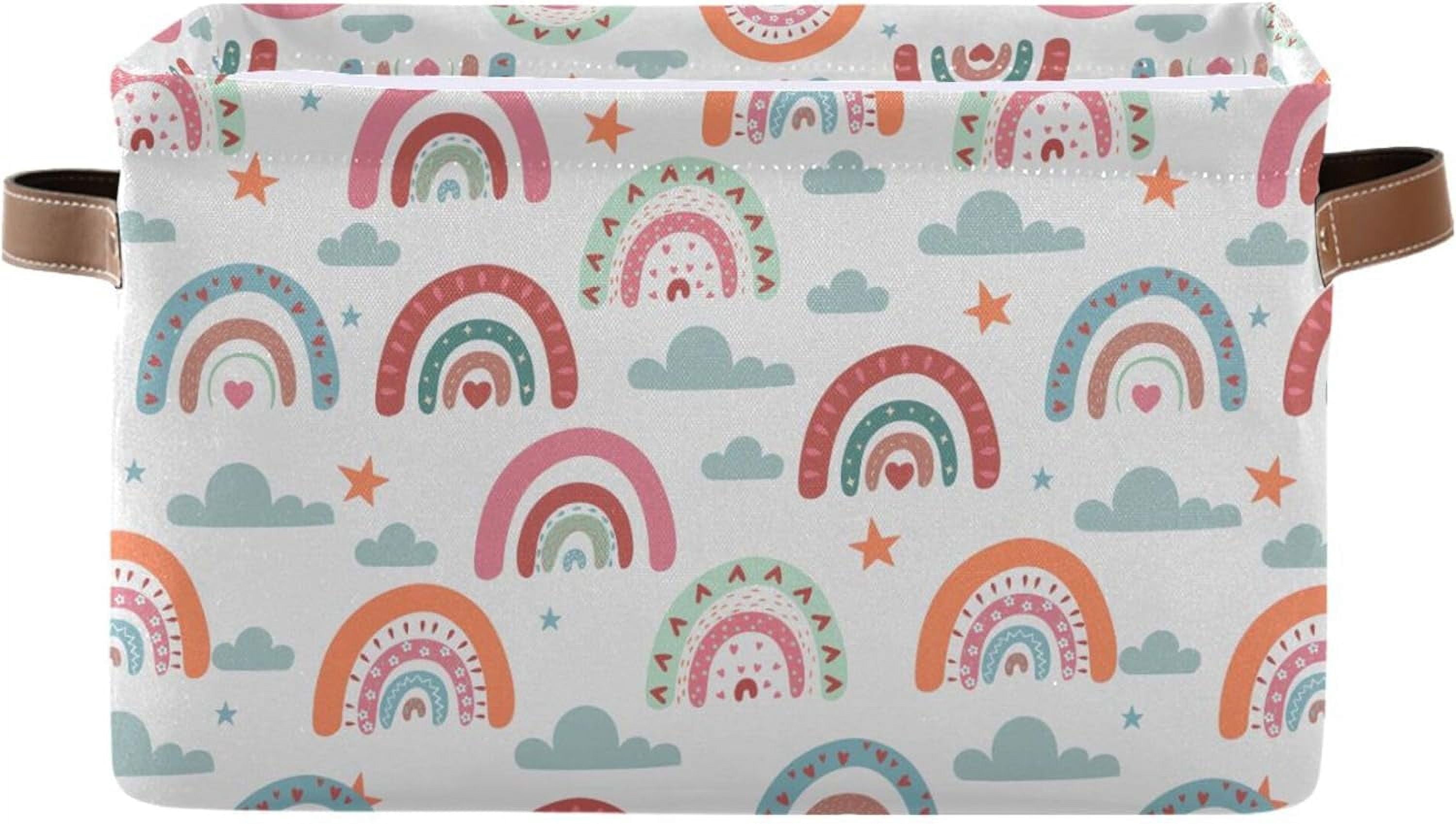 Coolnut Cute Rainbow Pattern Storage Basket Foldable Storage Bin 2 Pack ...