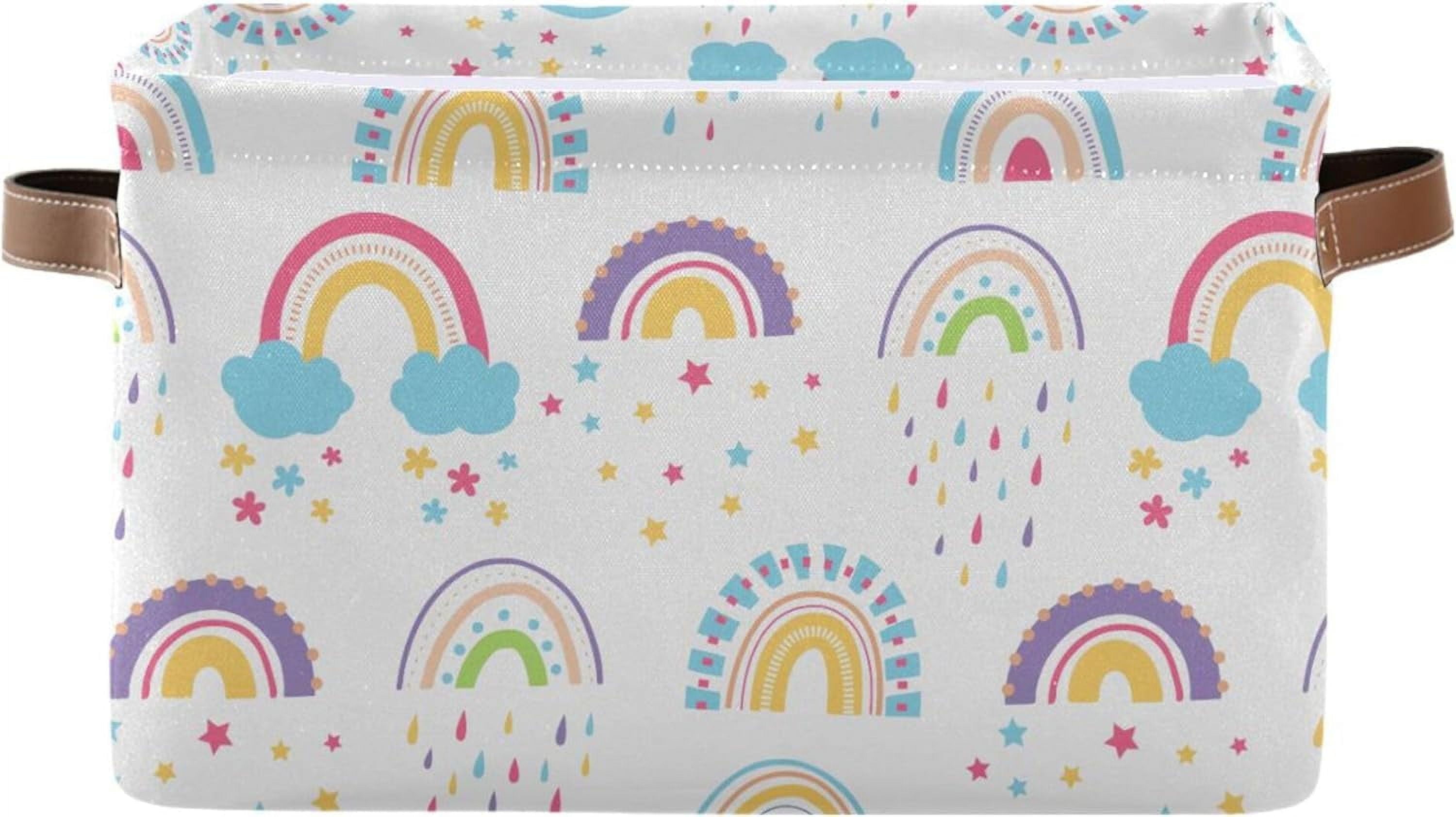 Coolnut Cute Rainbow Storage Basket Foldable Storage Bin 2 Pack, Canvas ...